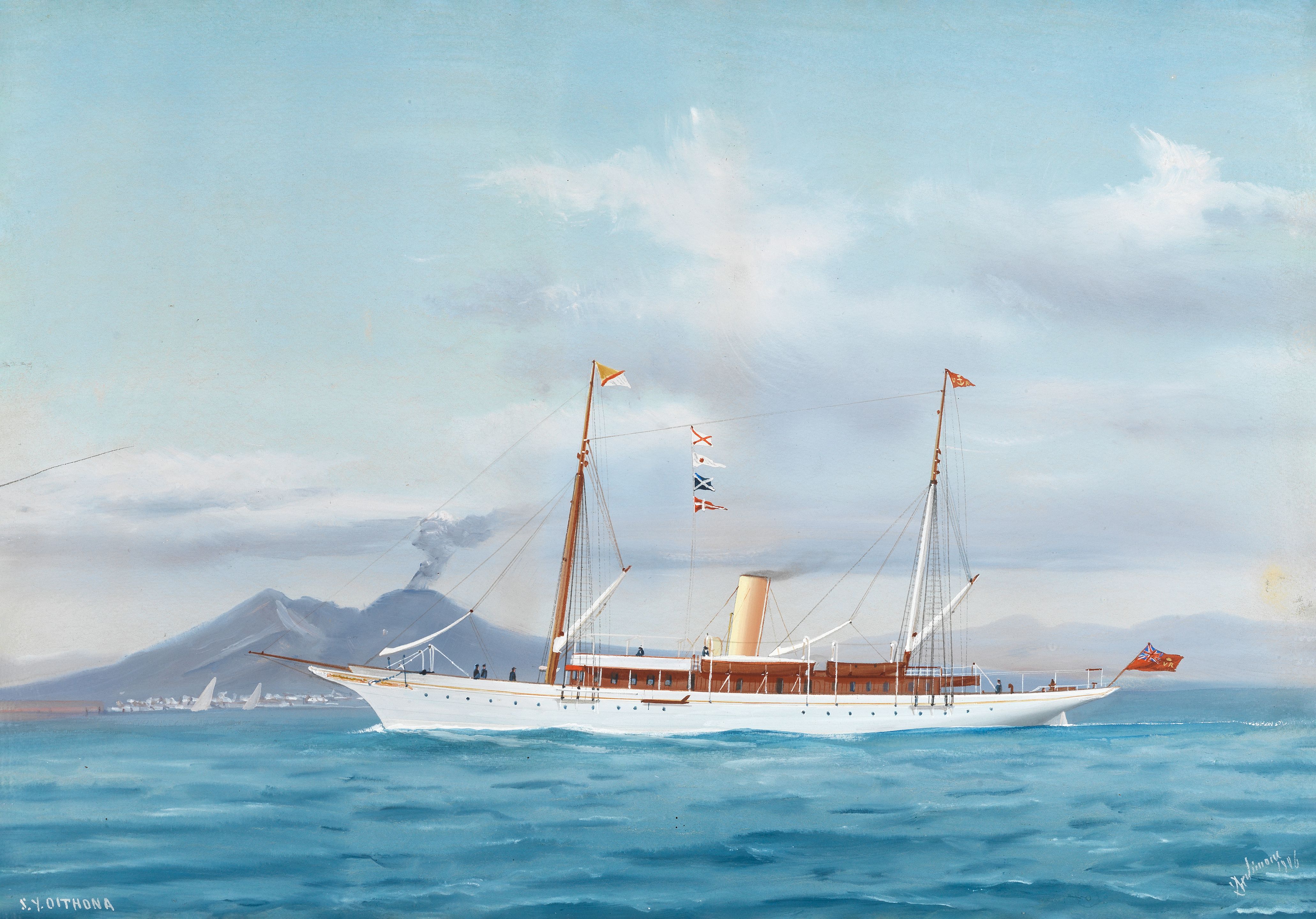 Bonhams : De Simone (Italian, 19th/20th Century) SY Oithona flying the ...