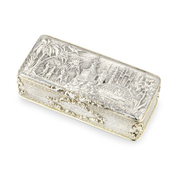 Bonhams : A 19th century French silver chinoiserie snuff box and with ...