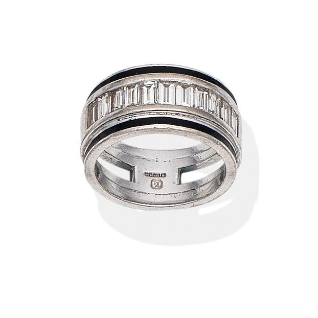 Bonhams : IVOR GORDON DIAMOND AND ENAMEL-SET RING,