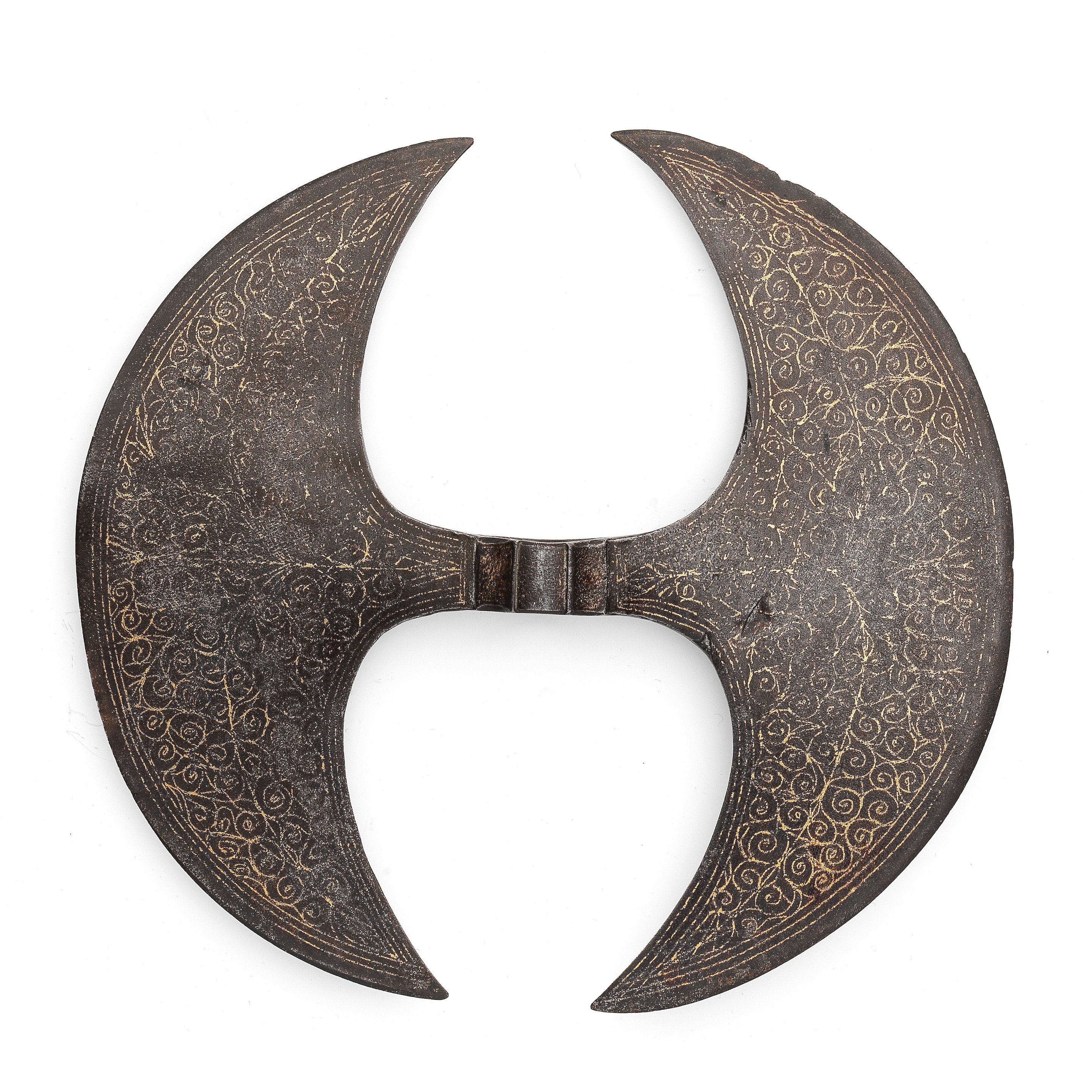 Bonhams : An Ottoman gold-damascened steel axe head Turkey, 17th Century