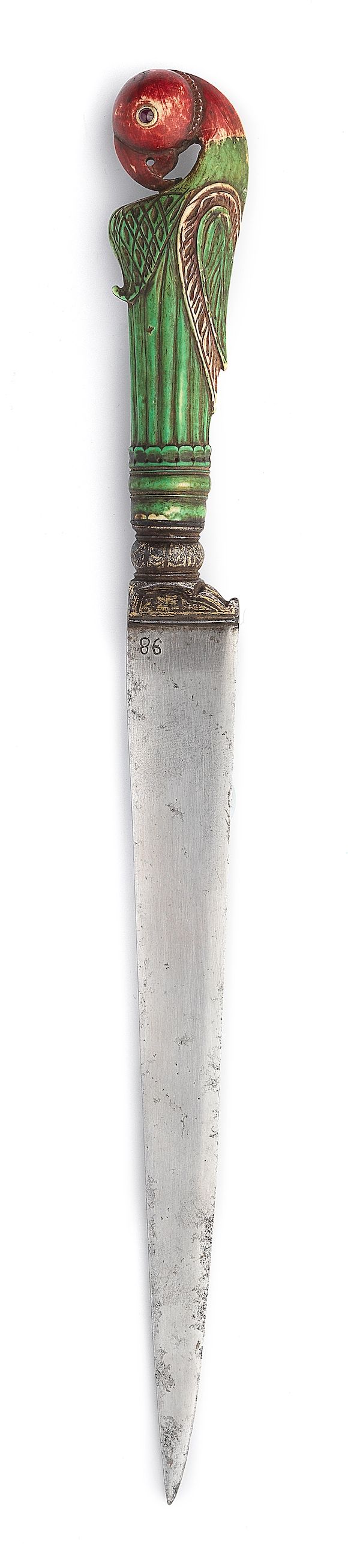 Bonhams : A Mughal painted ivory-hilted parrot head dagger (kard) North ...