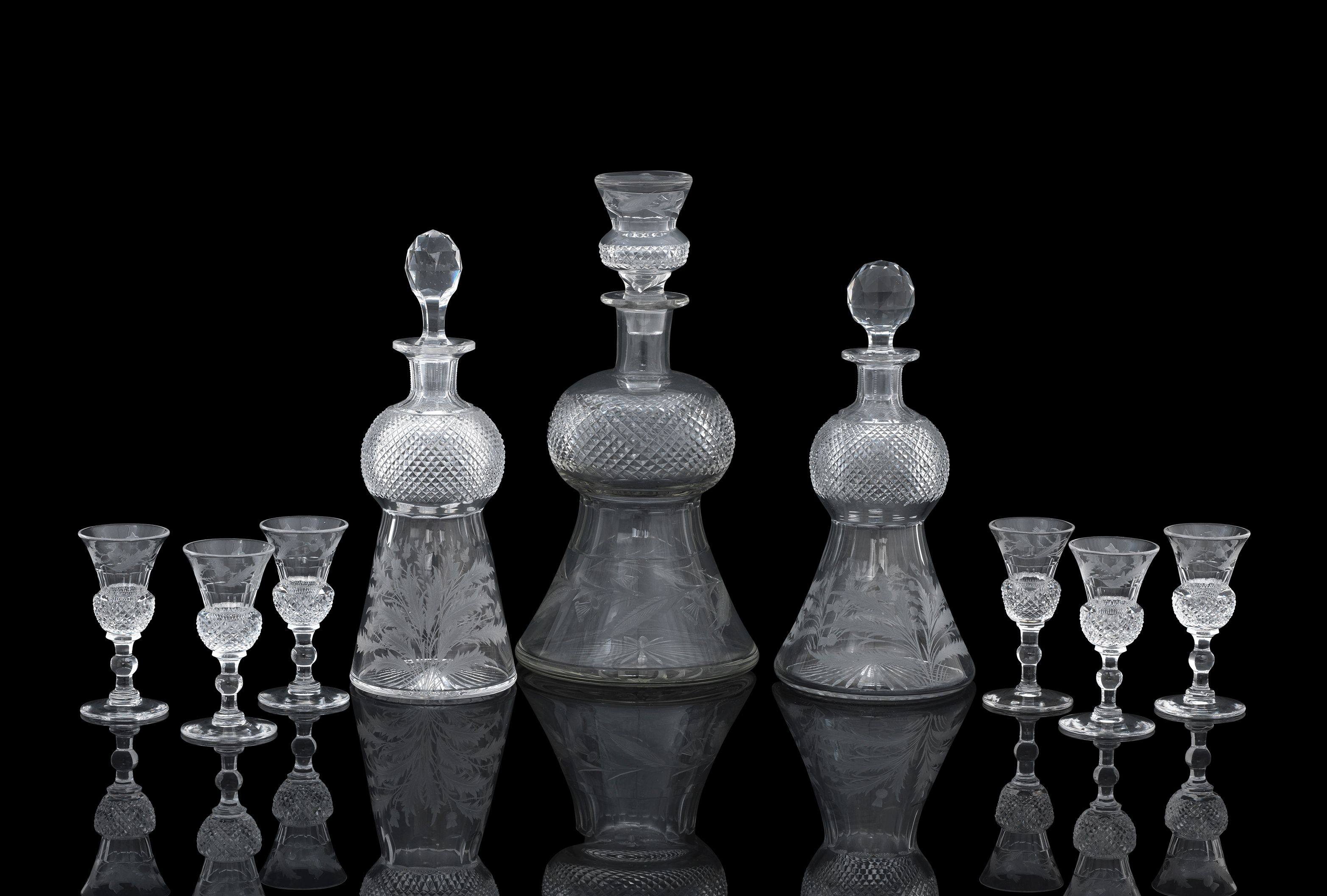 Bonhams : A collection of thistle form glassware Early 20th century