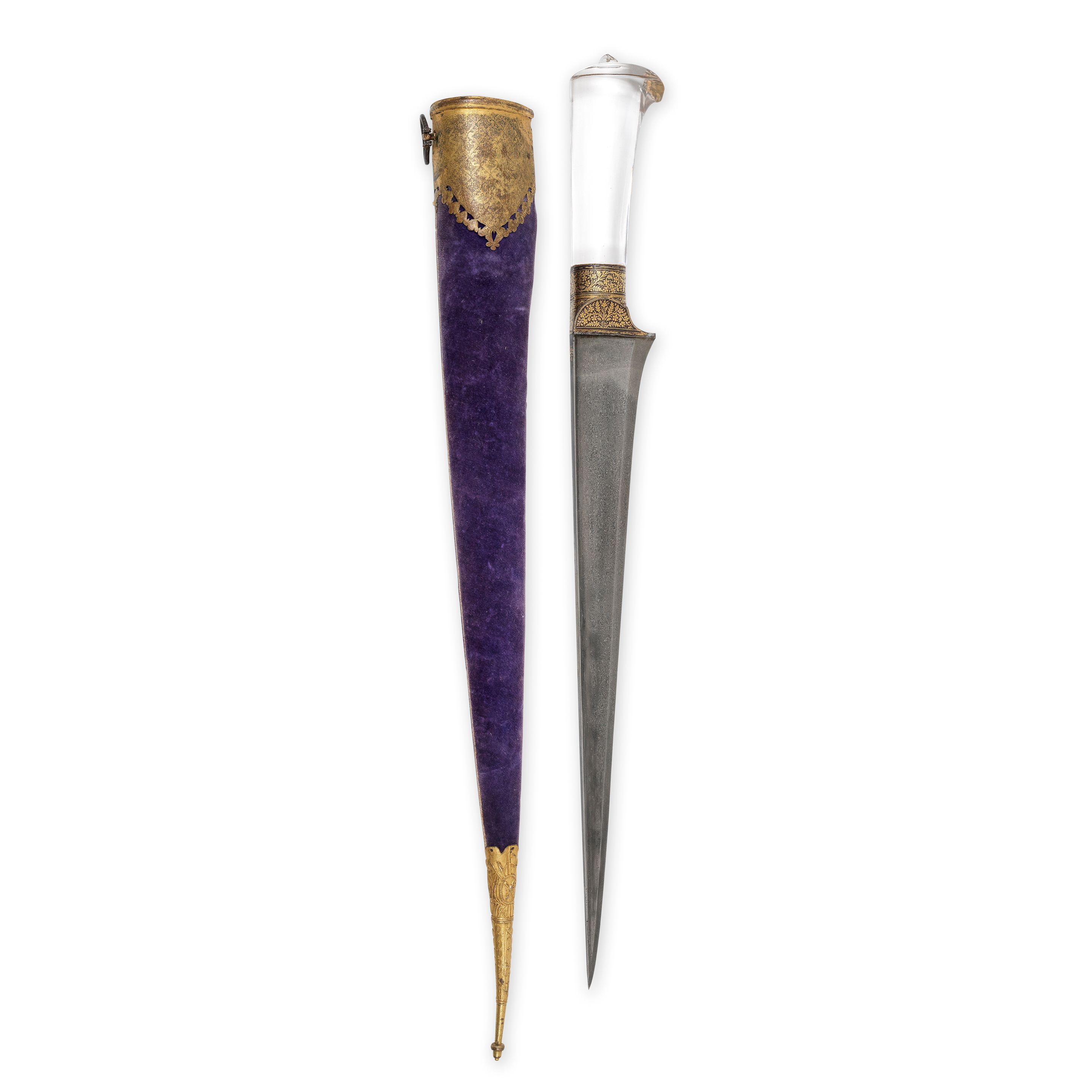Bonhams : A Mughal Rock Crystal-hilted steel dagger (Pesh Kabz) North ...