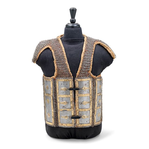 Bonhams : A brass-mounted steel and mail Lamellar armour vest Sindh ...