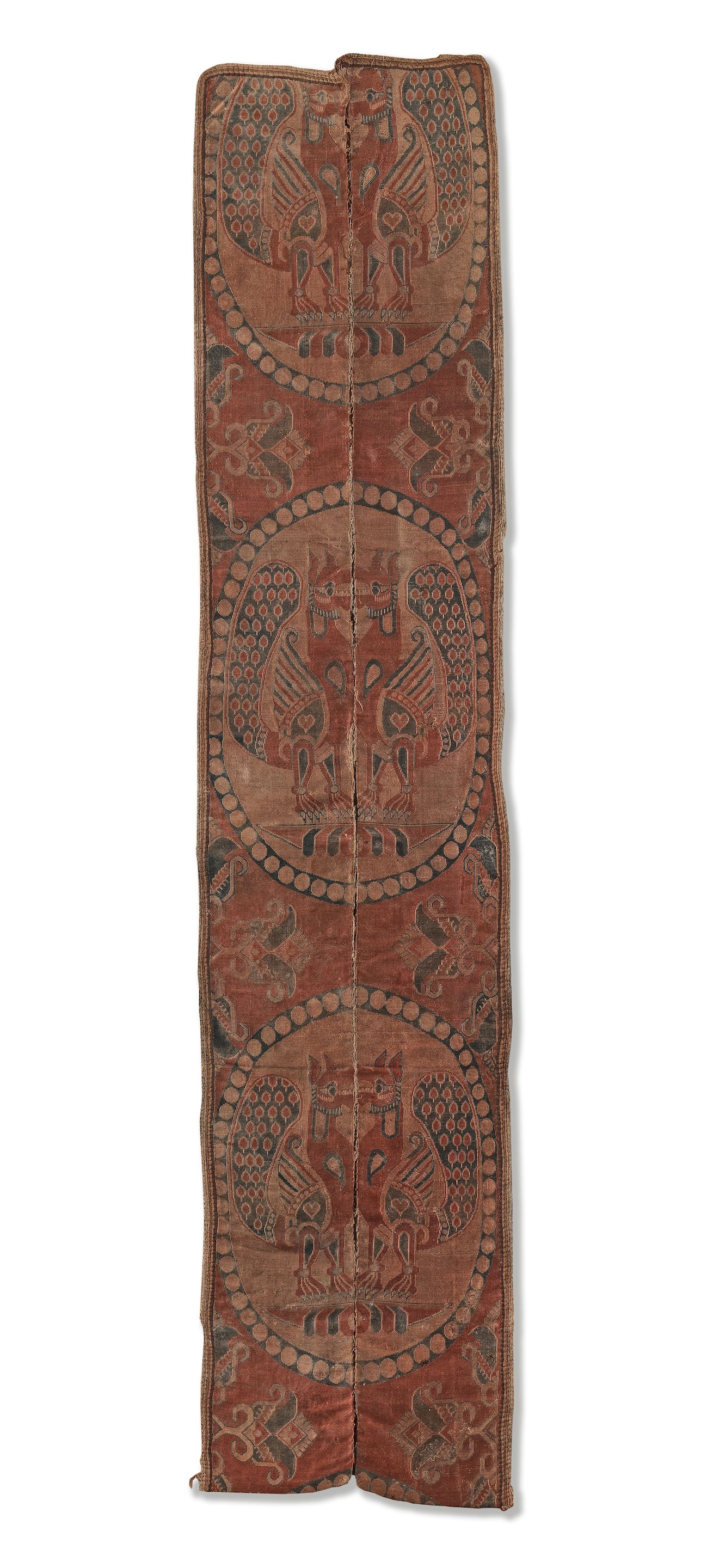 Bonhams : A Sogdian silk samite fragment with confronting pheasants ...