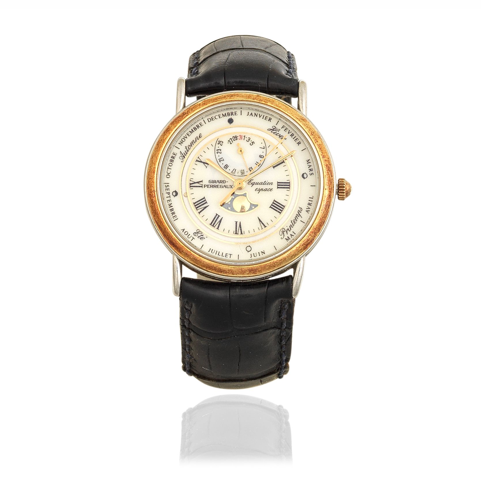 Bonhams : Girard-Perregaux. A stainless steel perpetual calendar quartz ...