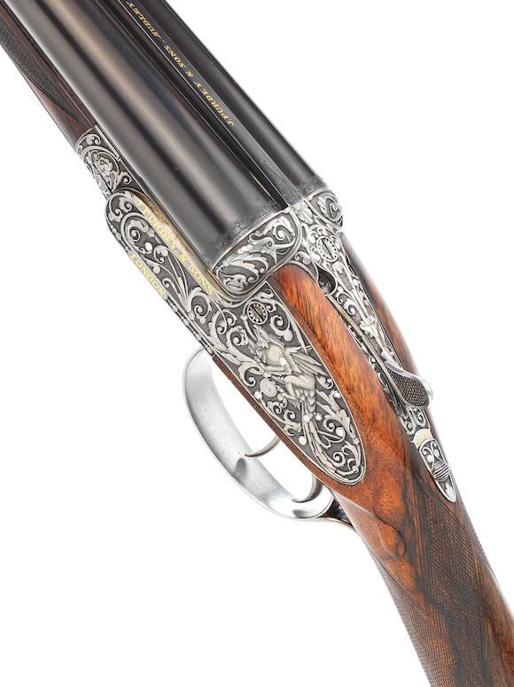 Bonhams : A fine chiselled and relief-engraved 12-bore self-opening ...