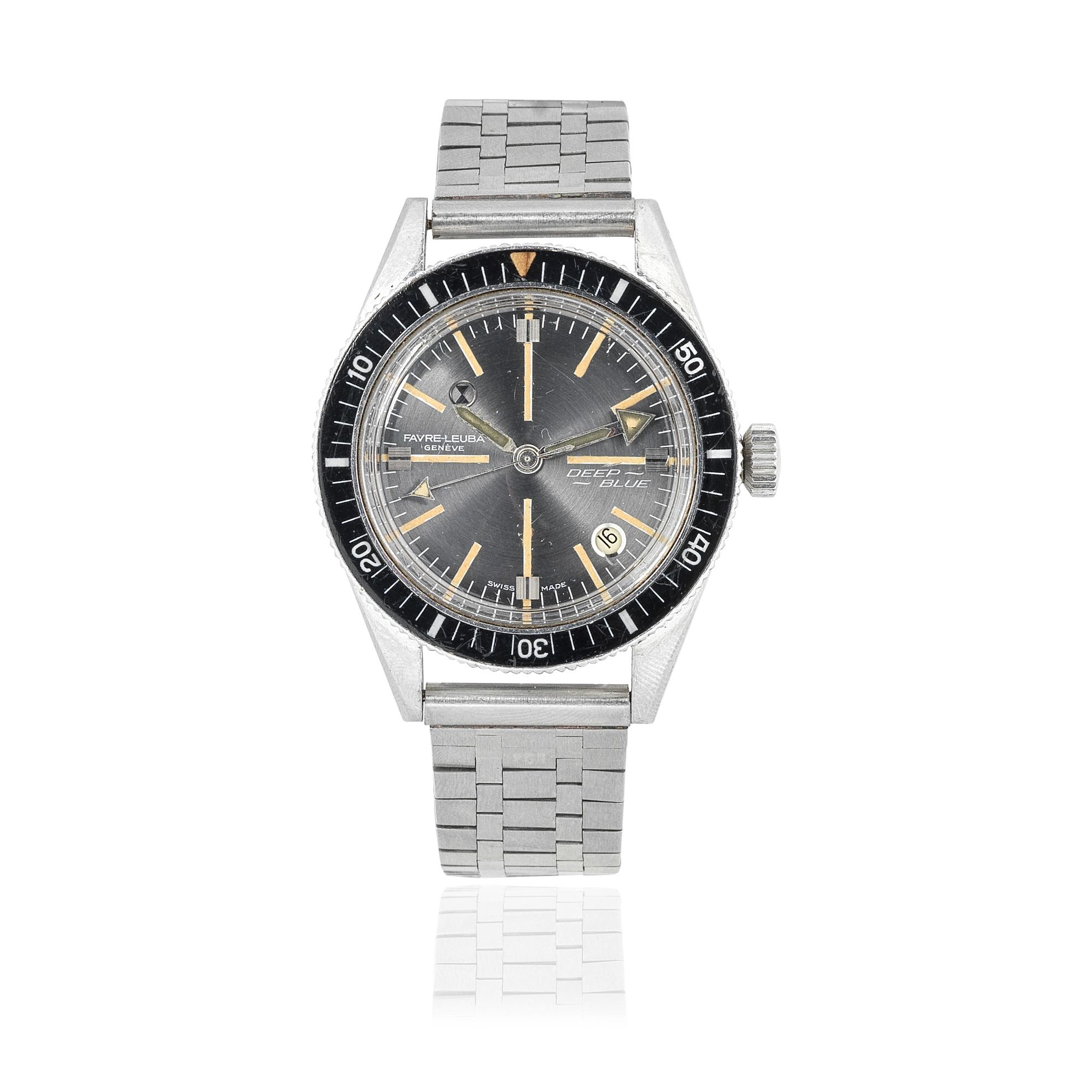 Bonhams : Favre-Leuba. A stainless steel automatic calendar bracelet ...