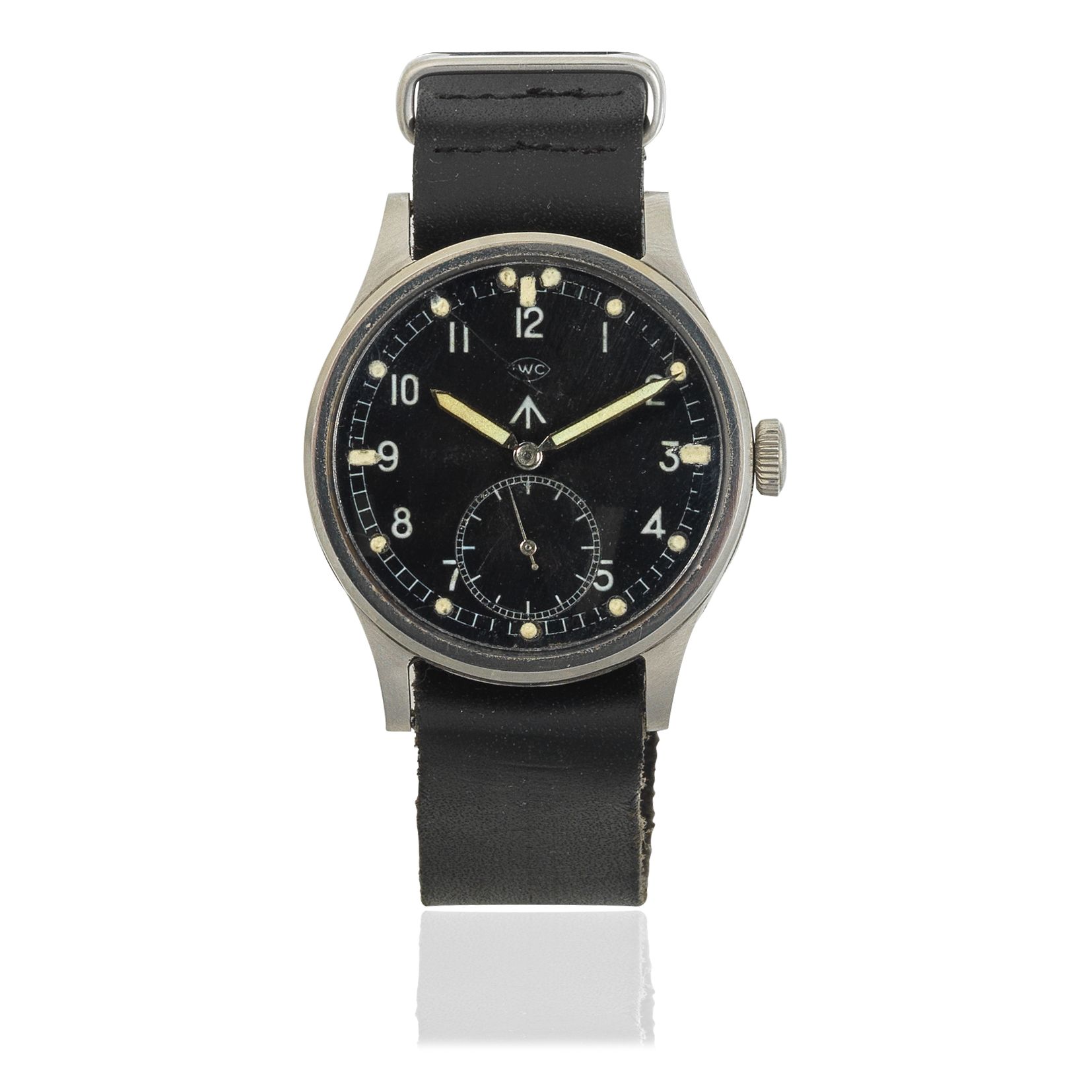 Bonhams : IWC. A stainless steel manual wind military issue wristwatch ...