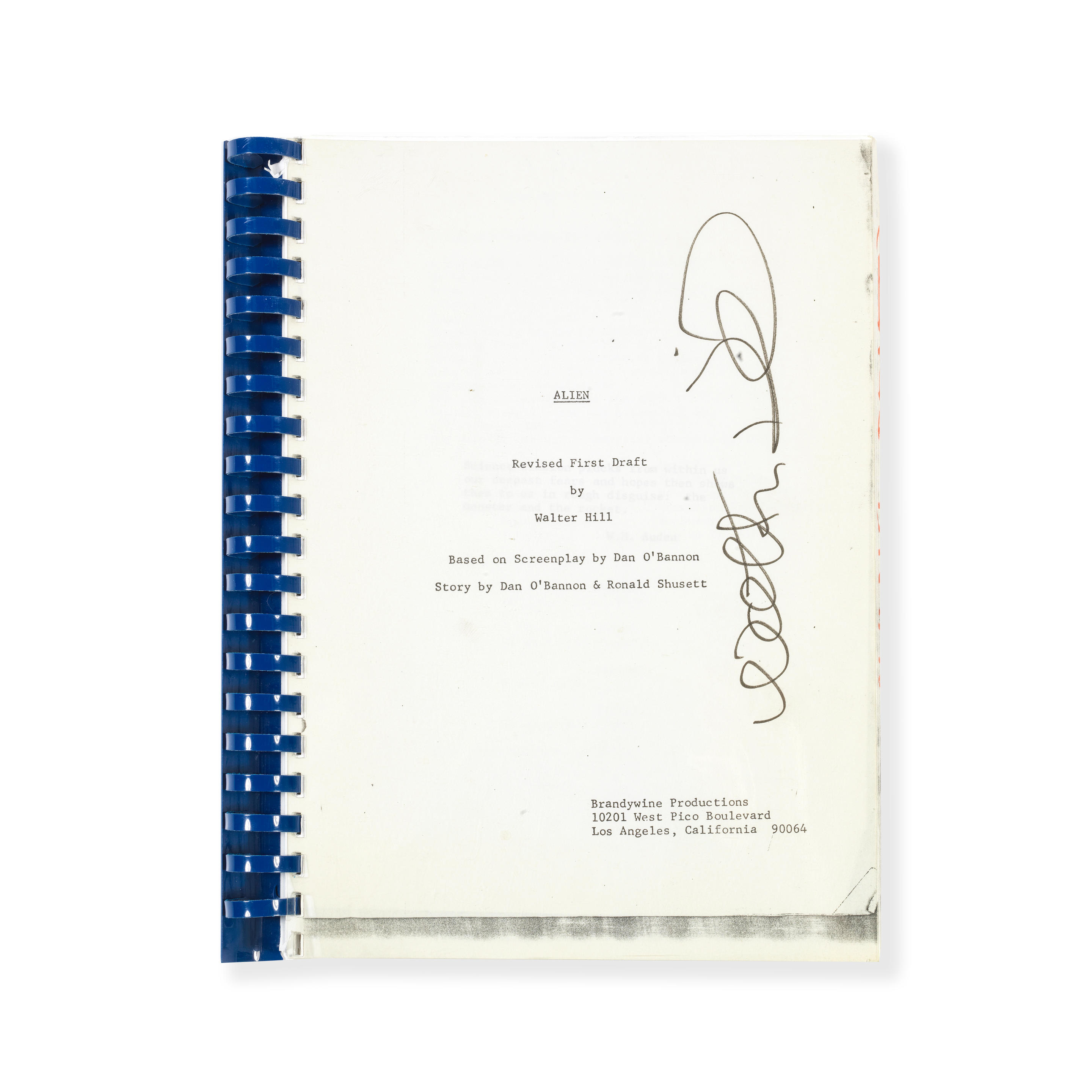 Bonhams : Alien An Autographed Revised first draft Script, circa 1978,