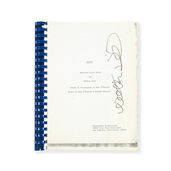 Bonhams : Alien An Autographed Revised first draft Script, circa 1978,