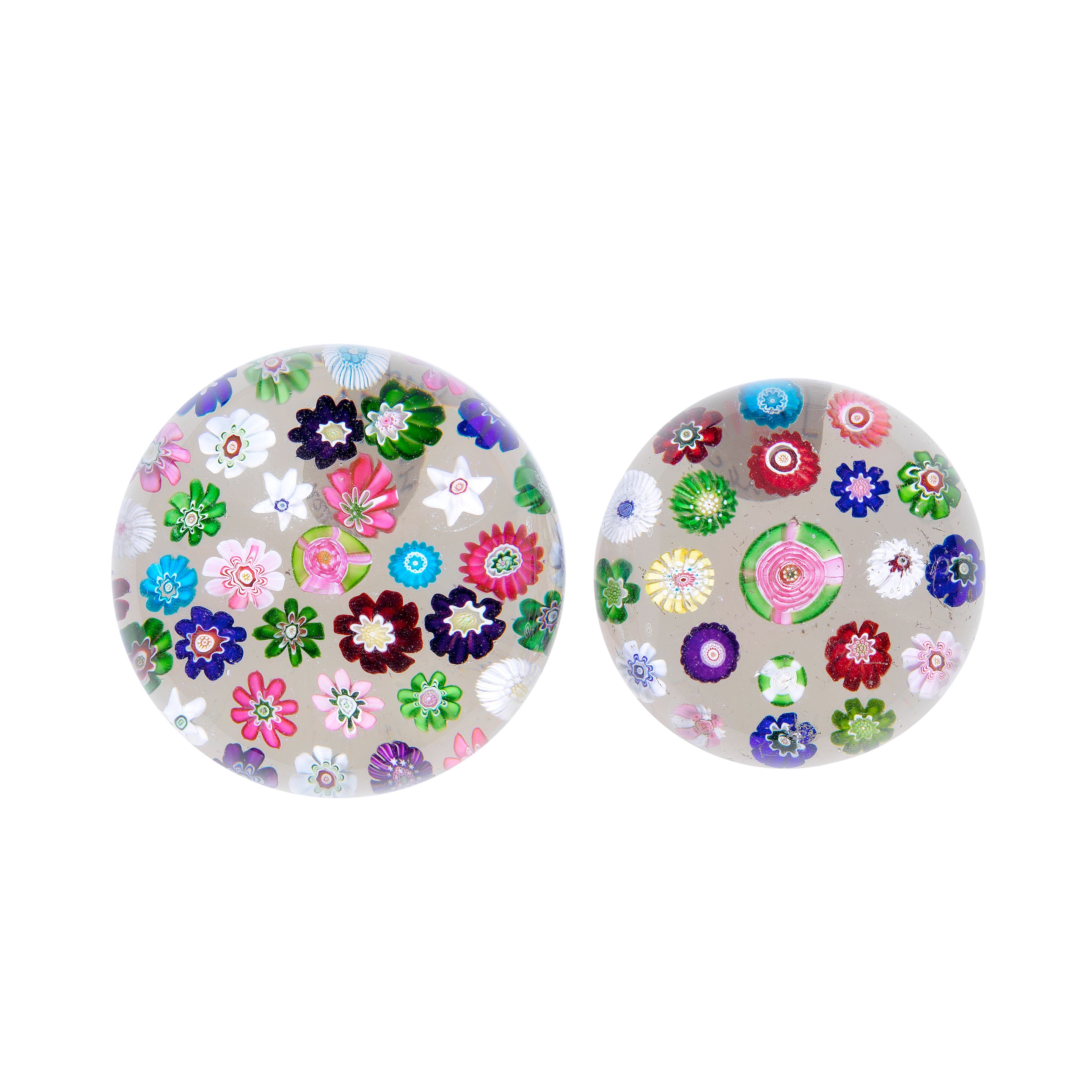Two Clichy spaced millefiori 'chequer' paperweights, circa 1850 ...
