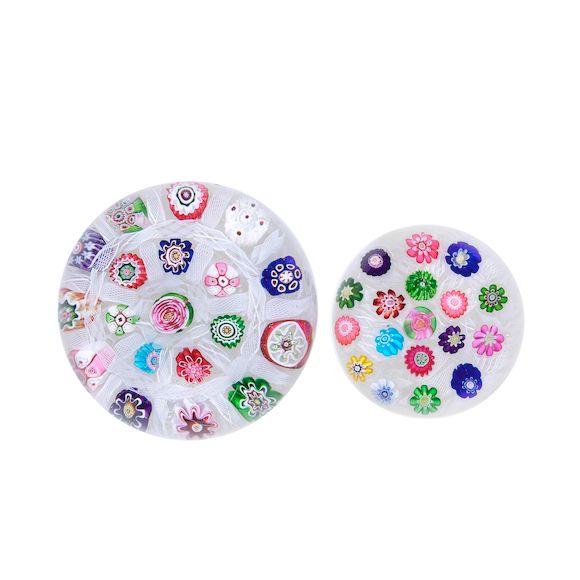 Bonhams : A Clichy 'chequer' paperweight and a spaced millefiori weight ...