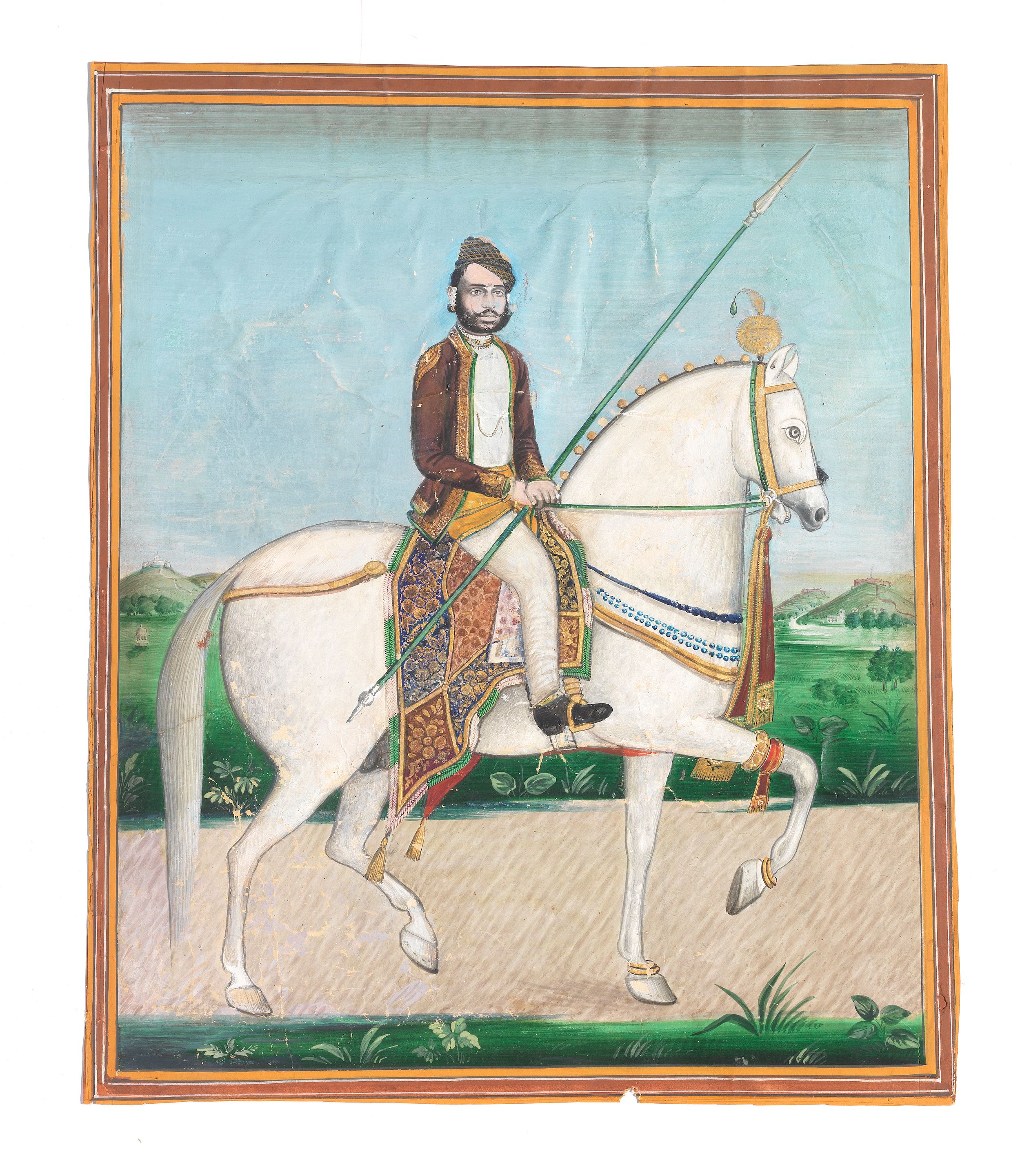 Bonhams : Maharajah Sawai Ram Singh II of Jaipur (reg. 1834-80) riding ...