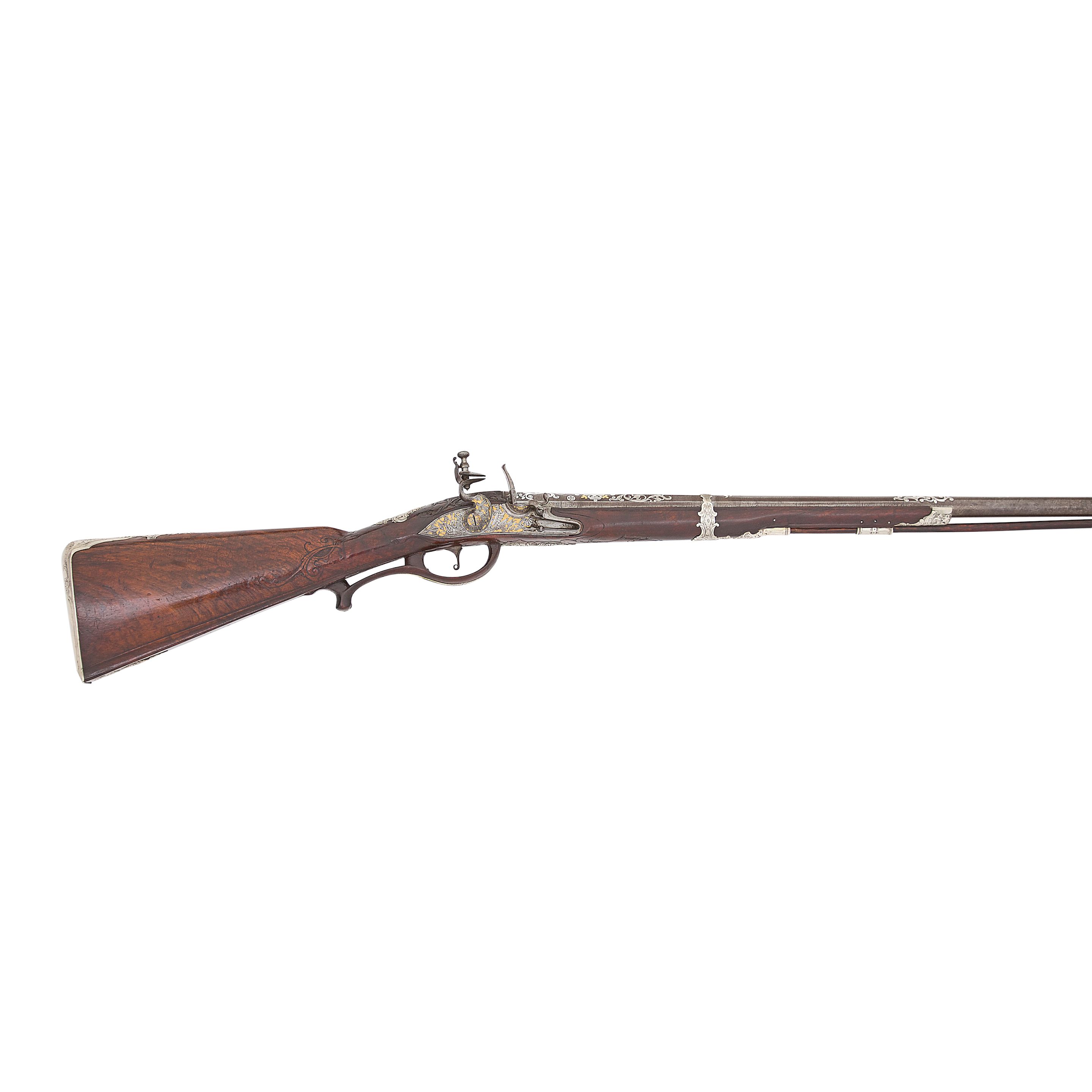 Bonhams : An Austrian 22-Bore Flintlock Silver-Mounted Sporting Gun