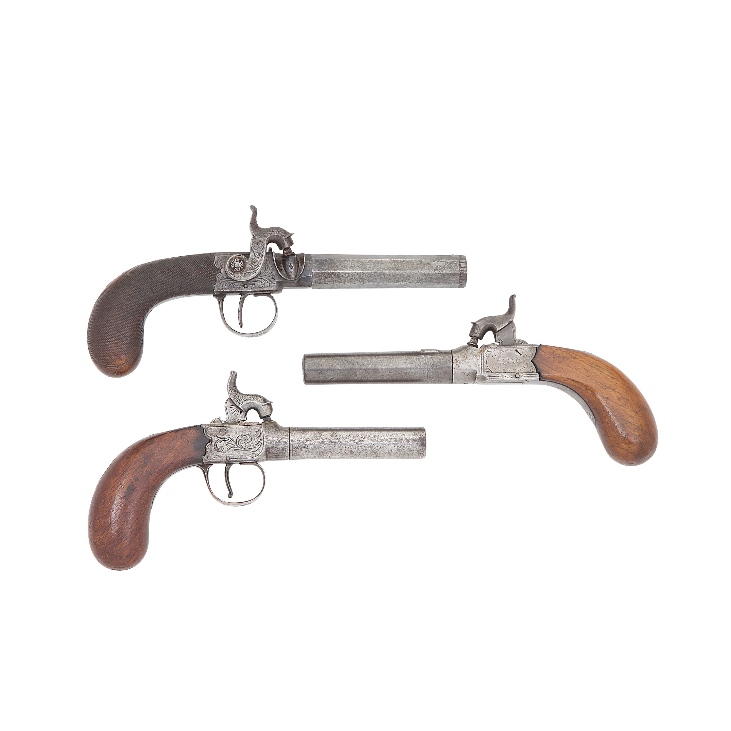 Bonhams : Two 50-Bore Percussion Box-Lock Pocket Pistols, And Another ...