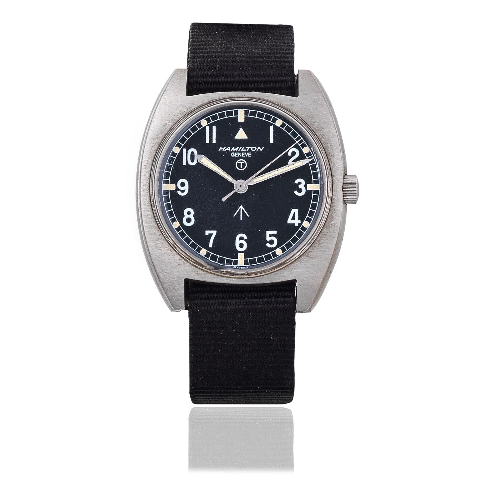 Bonhams : Hamilton. A military stainless steel manual wind wristwatch ...
