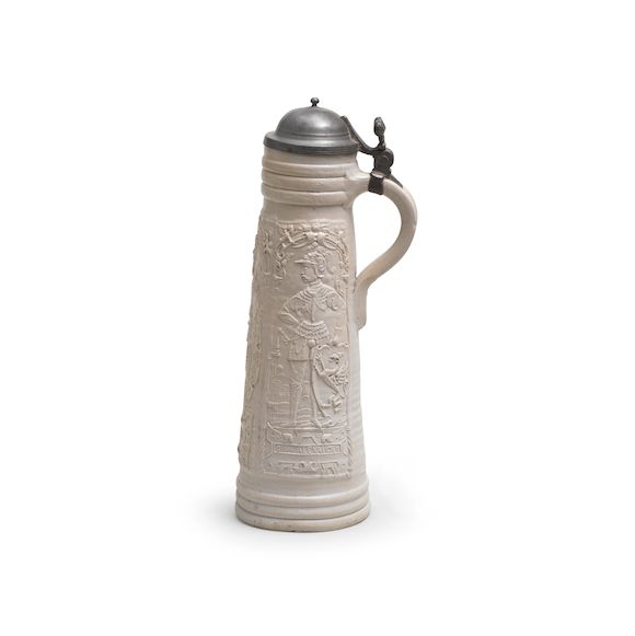 Bonhams : A rare Siegburg stoneware pewter-mounted tankard (Schnelle ...