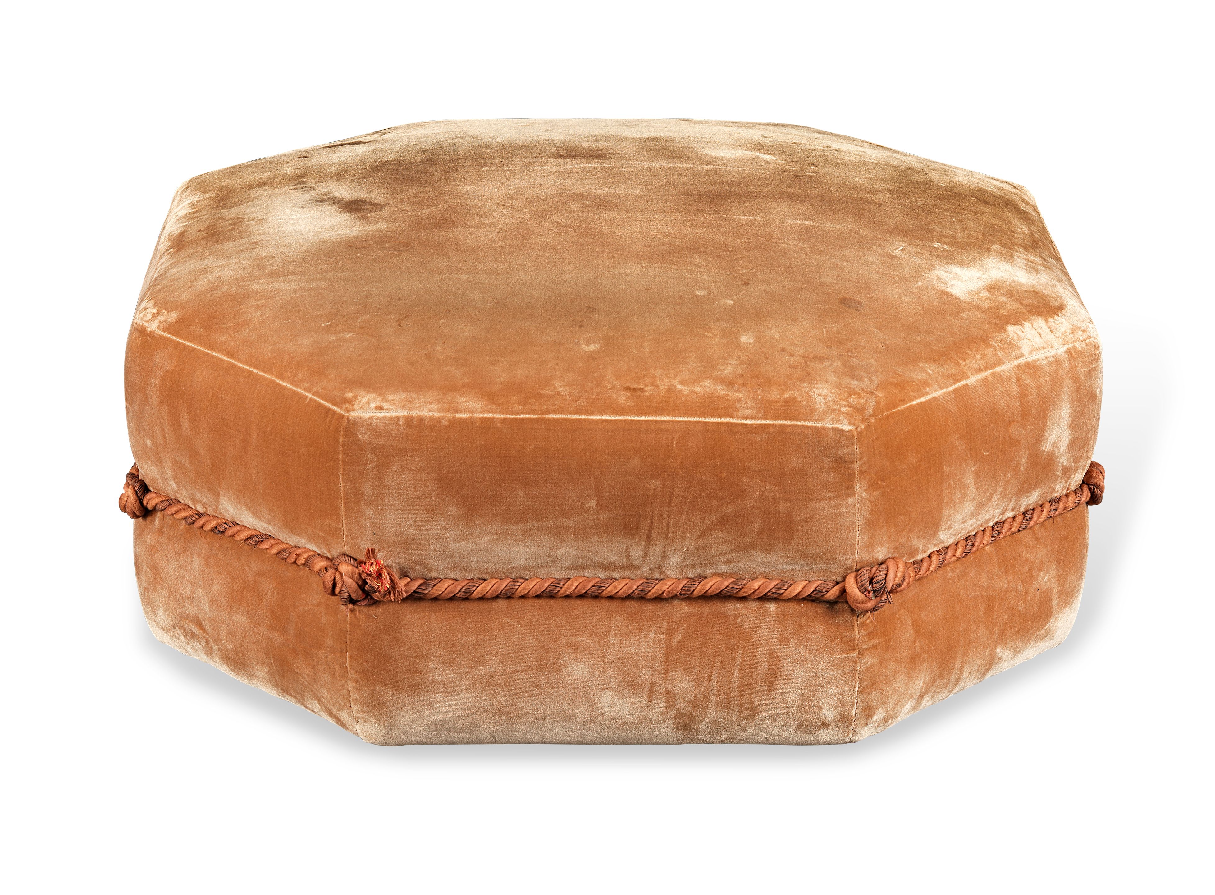 Bonhams : A large velvet upholstered octagonal ottoman