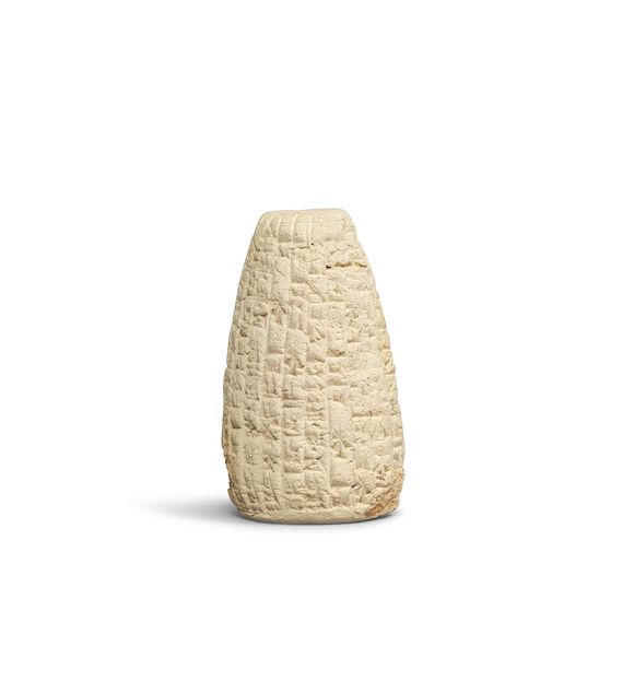 Bonhams : A Babylonian clay dedicatory cuneiform cone
