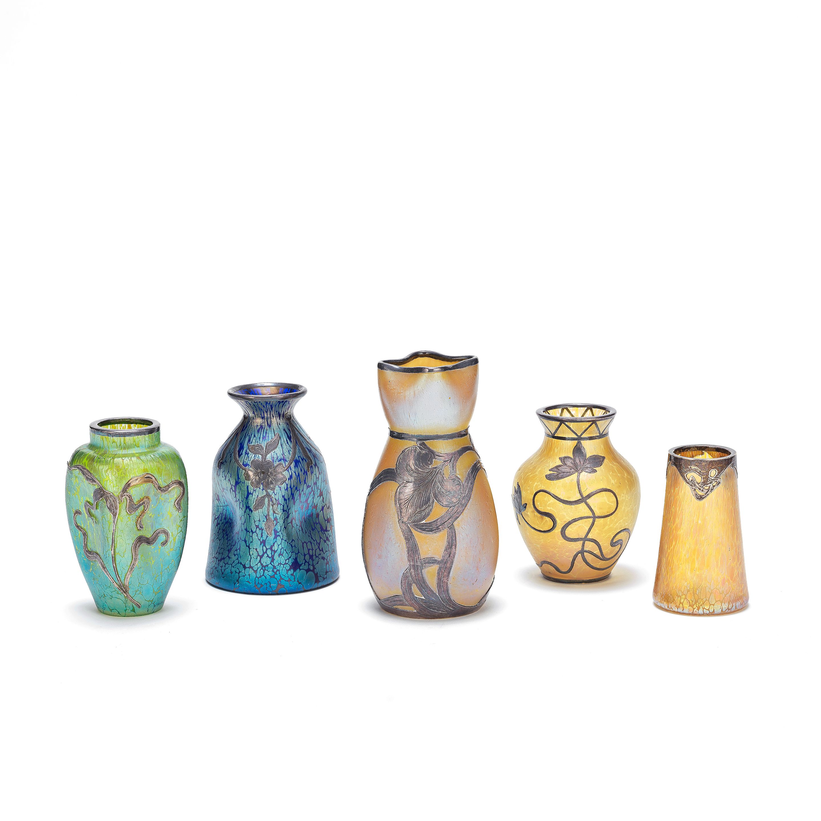 Bonhams : Loetz A group of five small vases, circa 1900