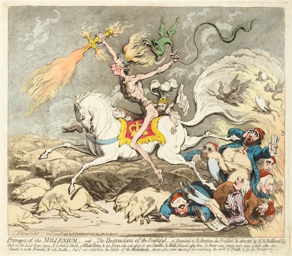 Bonhams : James Gillray (British, 1756-1815) Presages of the Millenium ...