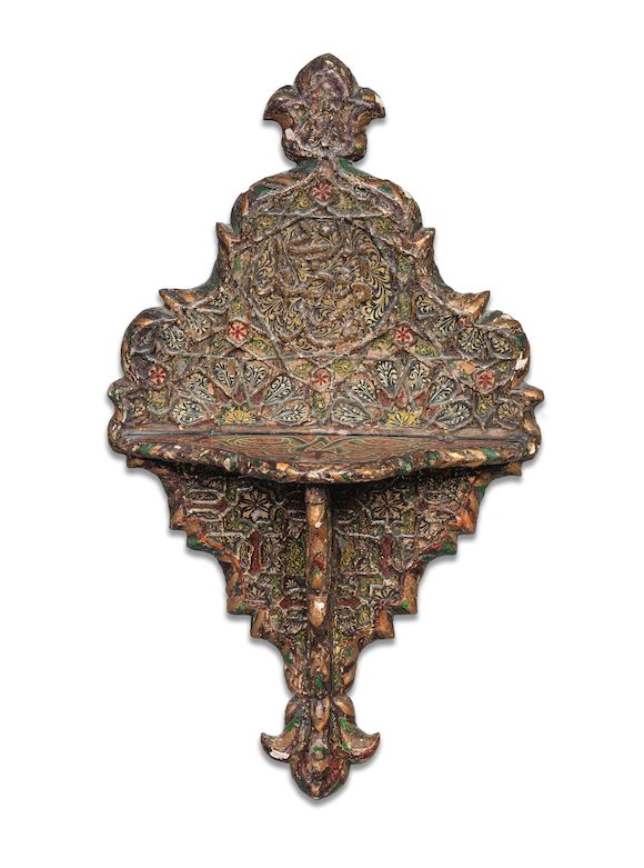 Bonhams : A painted wood turban stand (kavakluk) North Africa, 19th ...