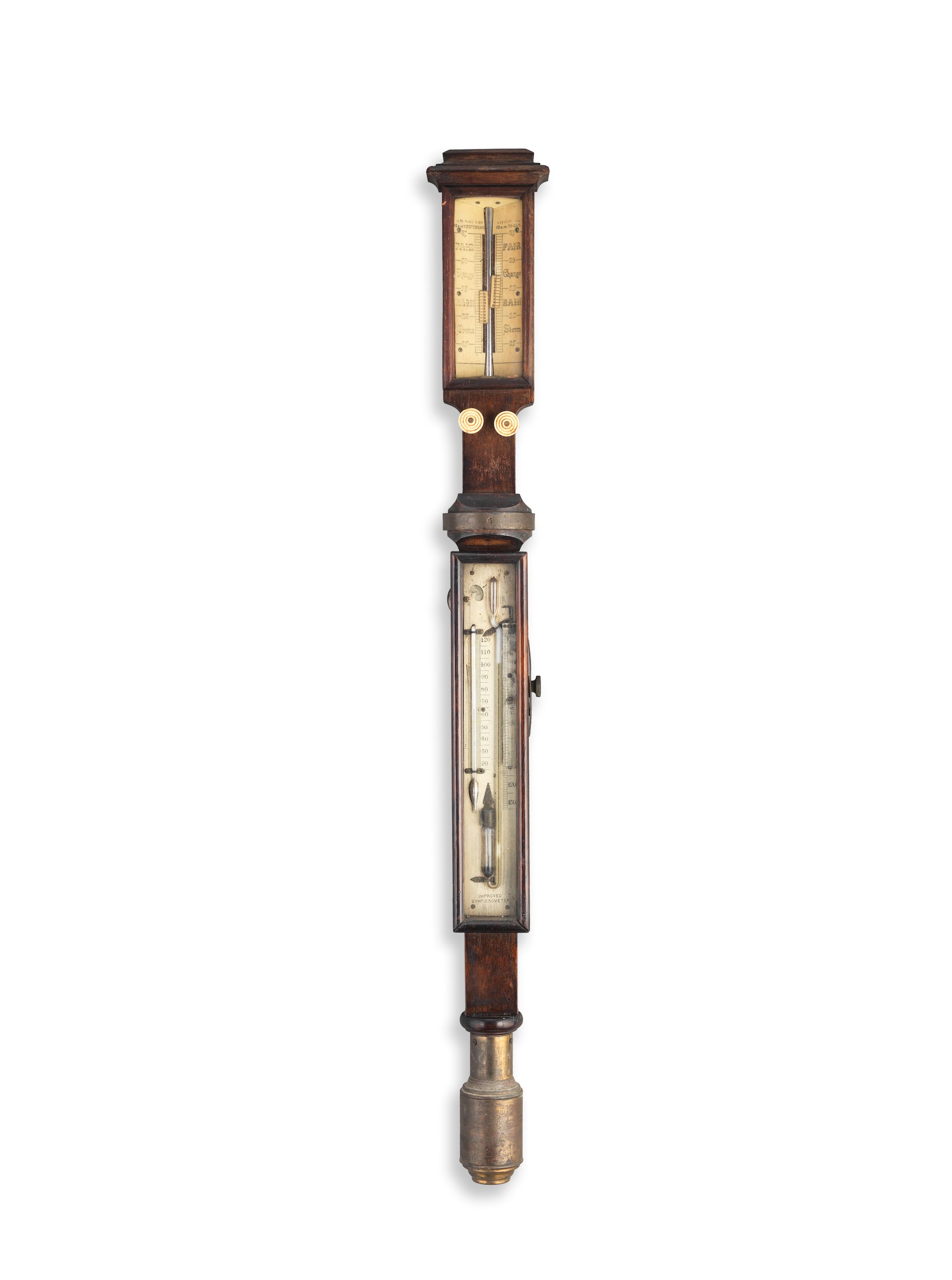 Bonhams : A 19th century rosewood marine barometer with 'Improved ...