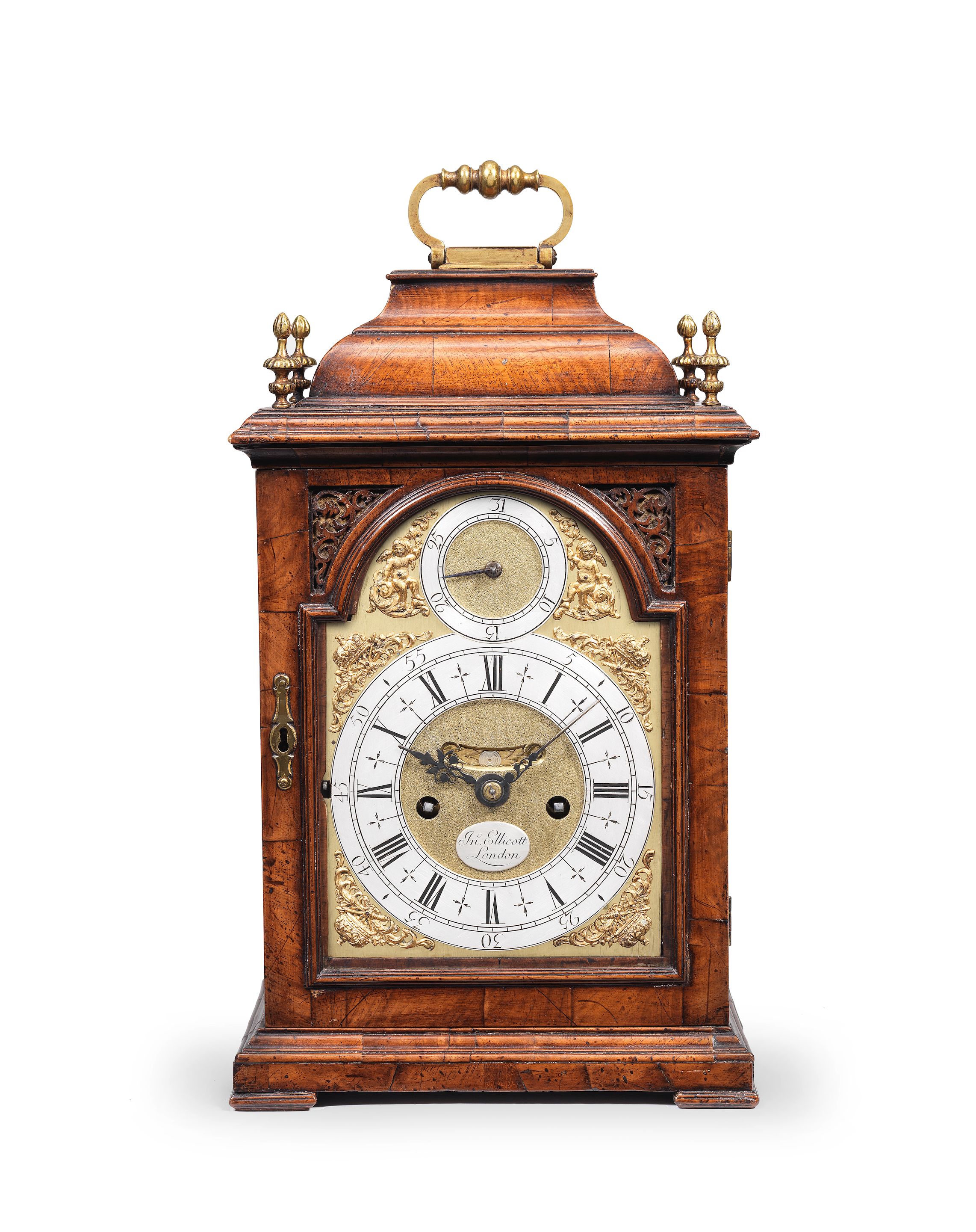 Bonhams : A very fine mid 18th century English walnut table clock of ...