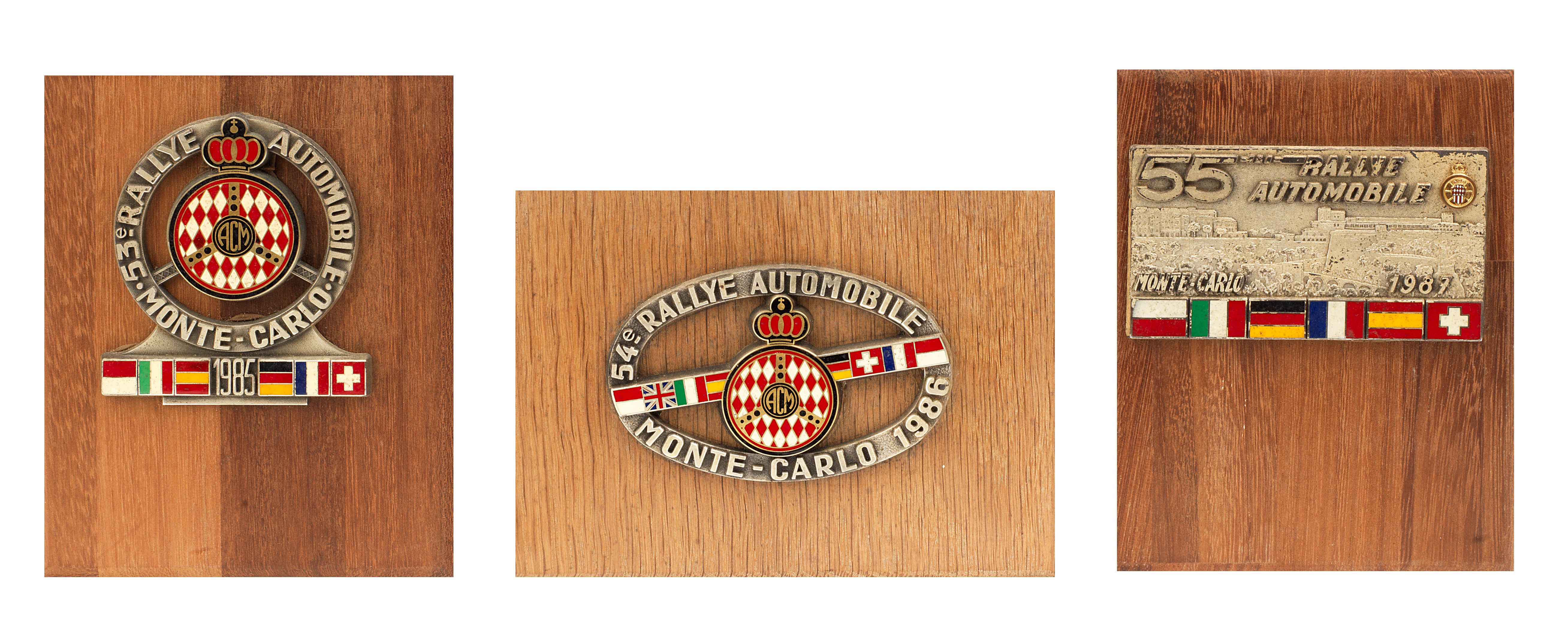 Bonhams Cars : Three Monte-Carlo Rally plaques, 1985 to 1987, ((3))