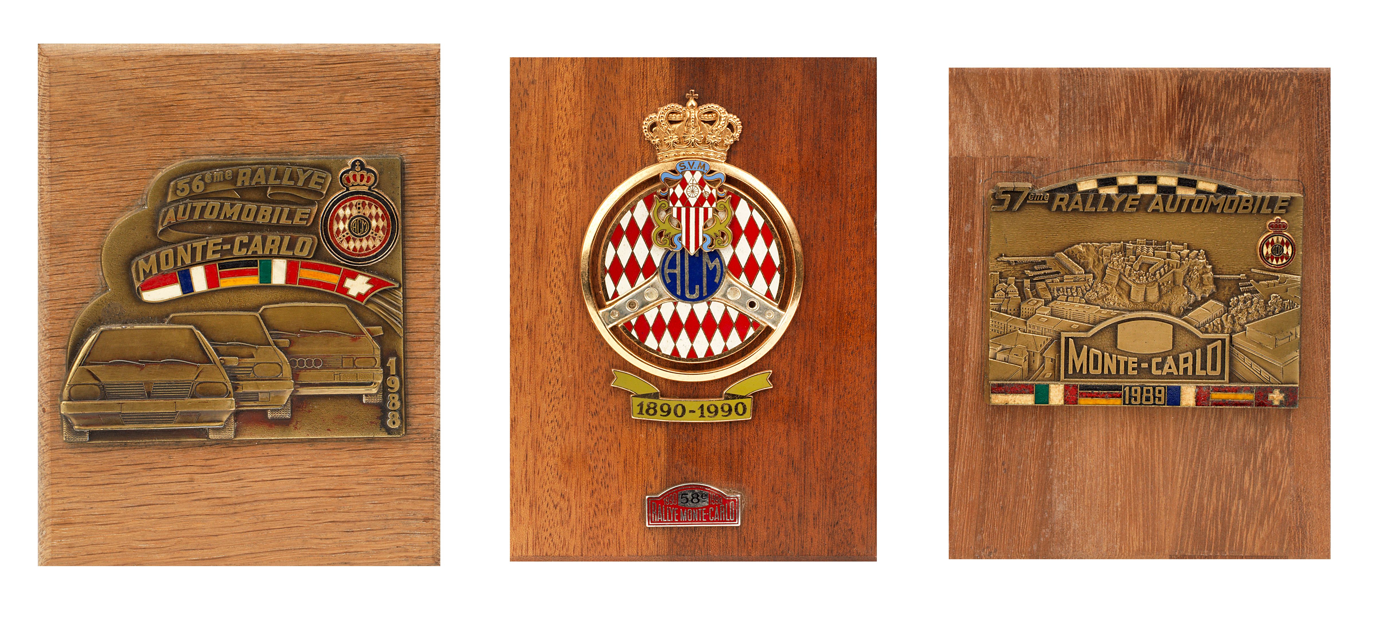 Bonhams Cars : Three Monte-Carlo Rally plaques, 1988 to 1990, ((3))