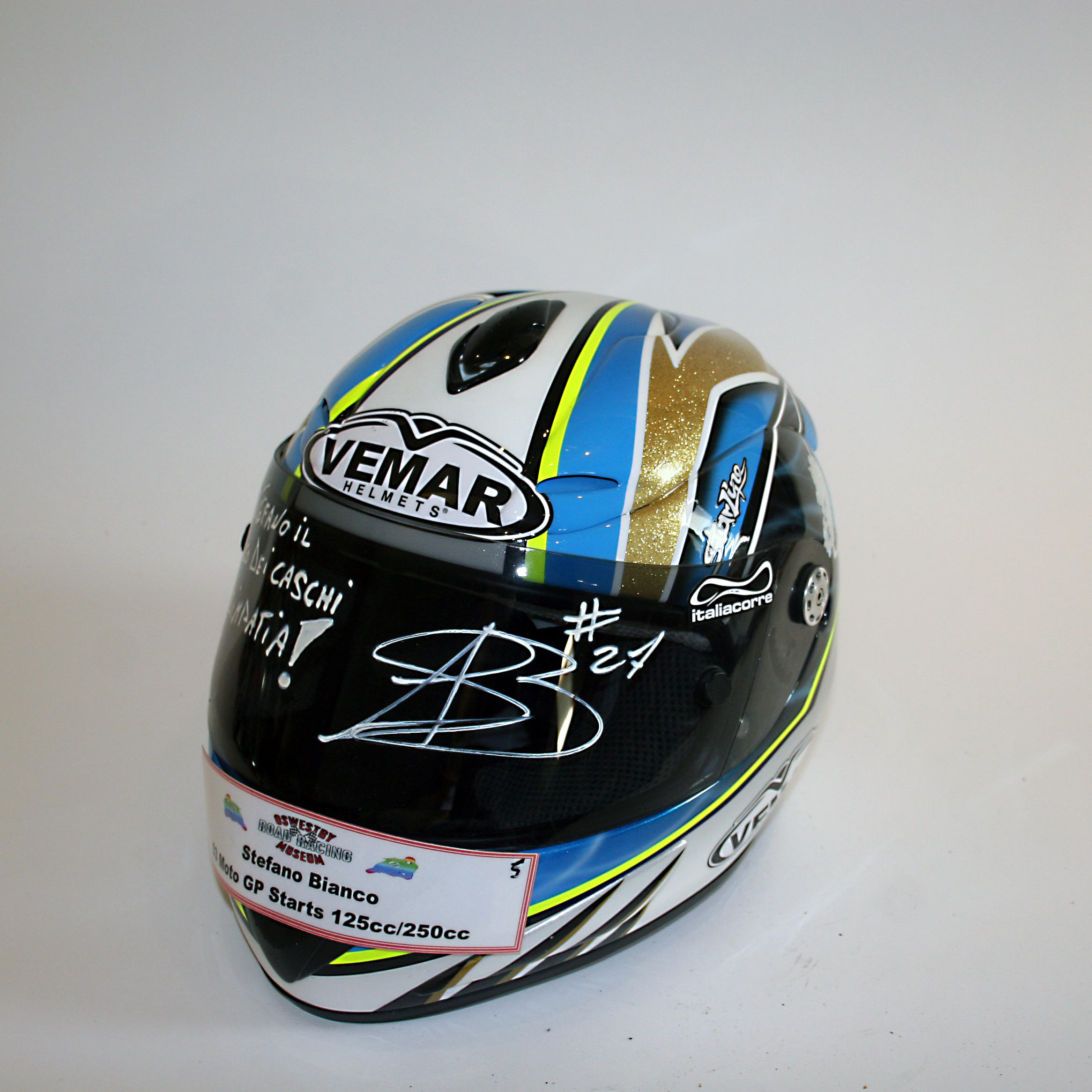 Bonhams Cars : Stefano Bianco: A full-face helmet by Vemar, signed to ...