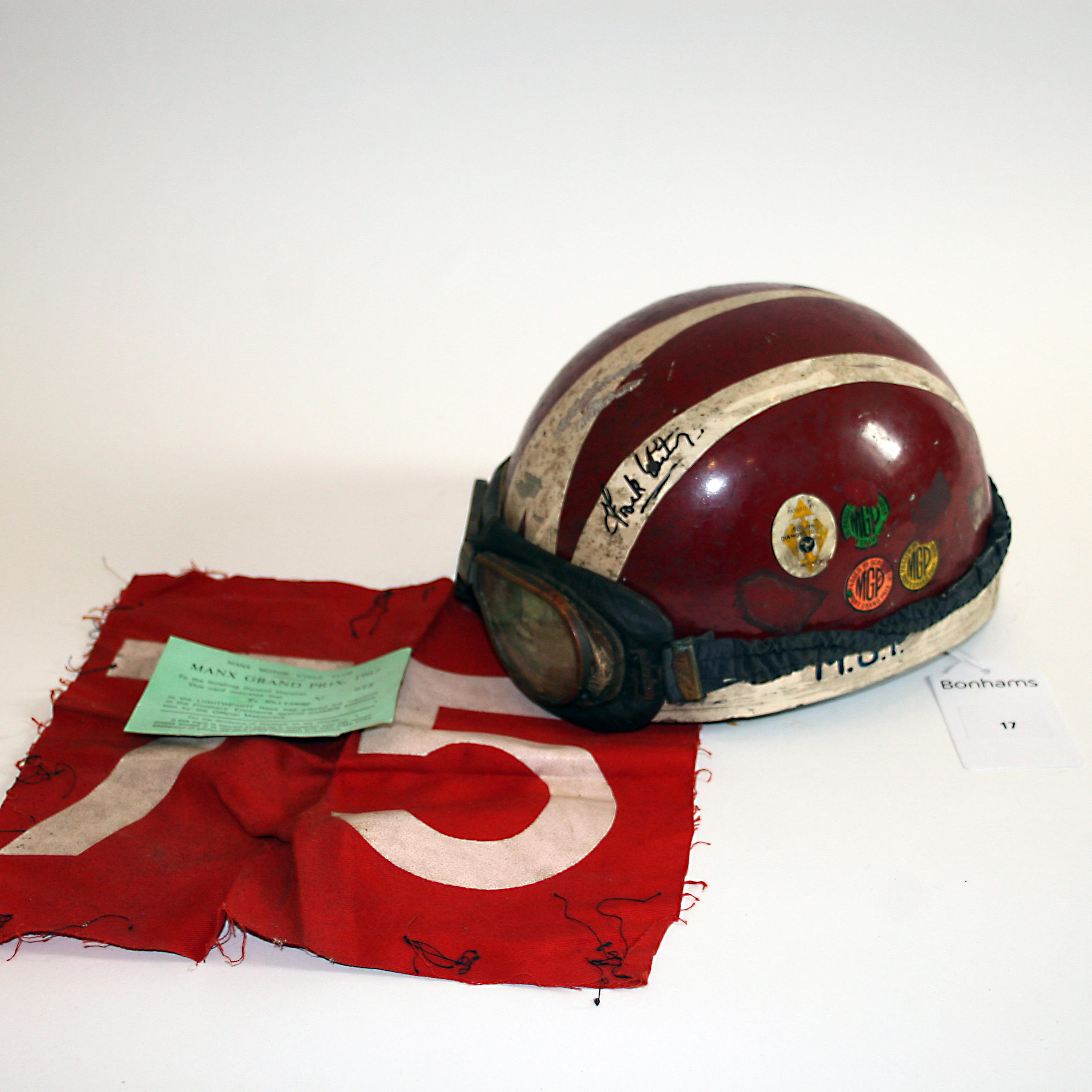 Bonhams Cars : Frank Whiteway: A signed Cromwell pudding basin helmet ...