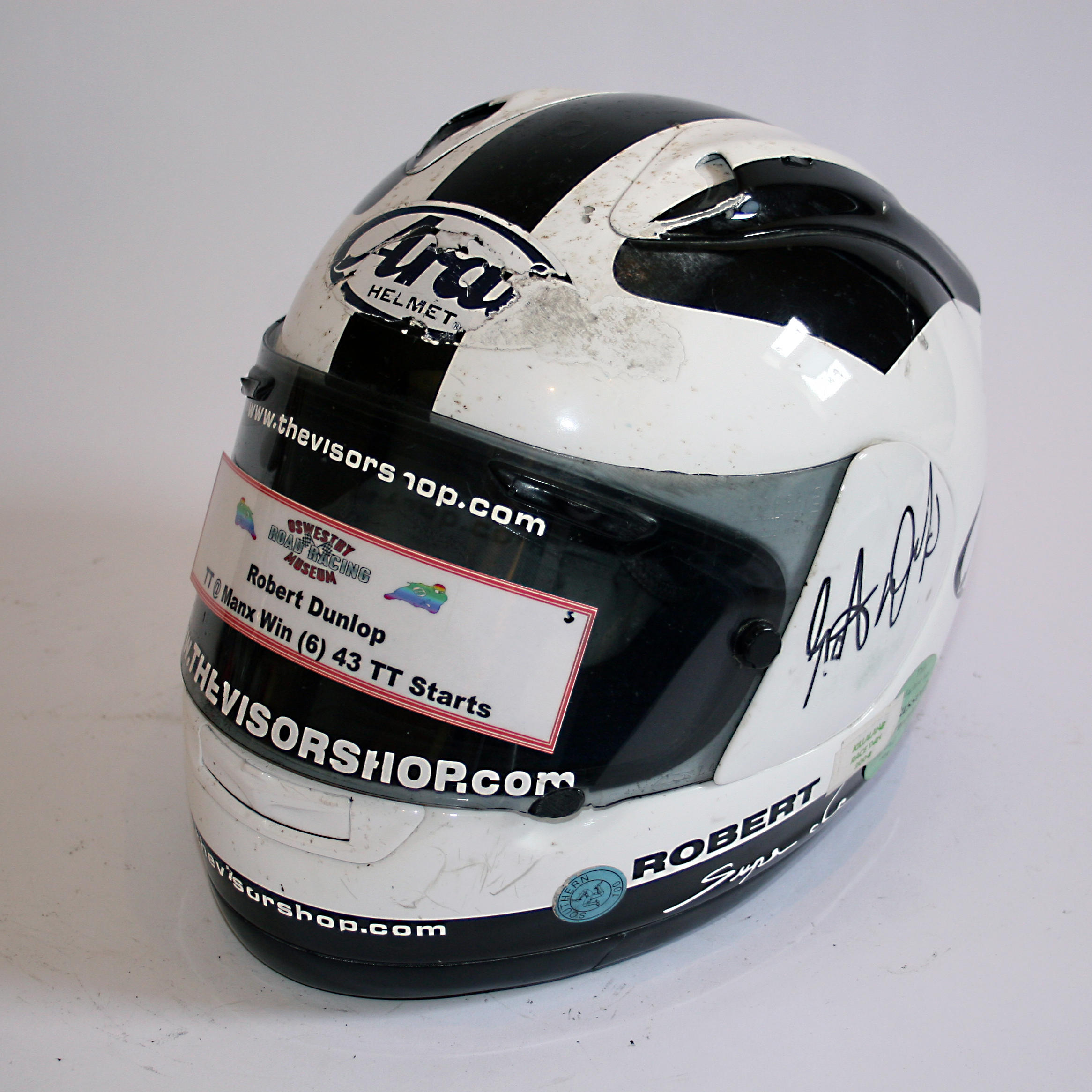 Bonhams Cars : Robert Dunlop: A signed full-face helmet by Arai, dated ...