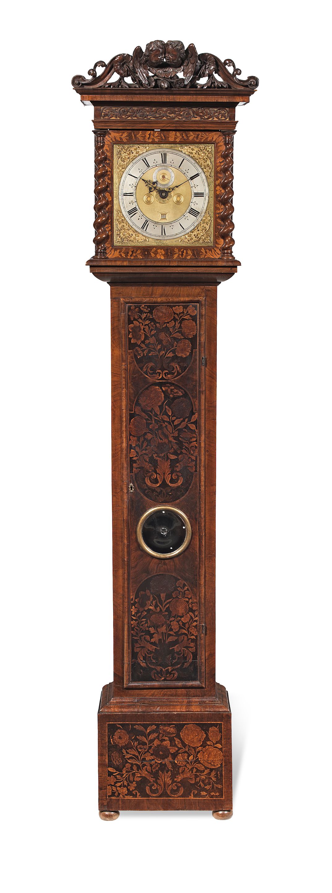 Bonhams : A late 17th century walnut marquetry longcase clock with bolt ...