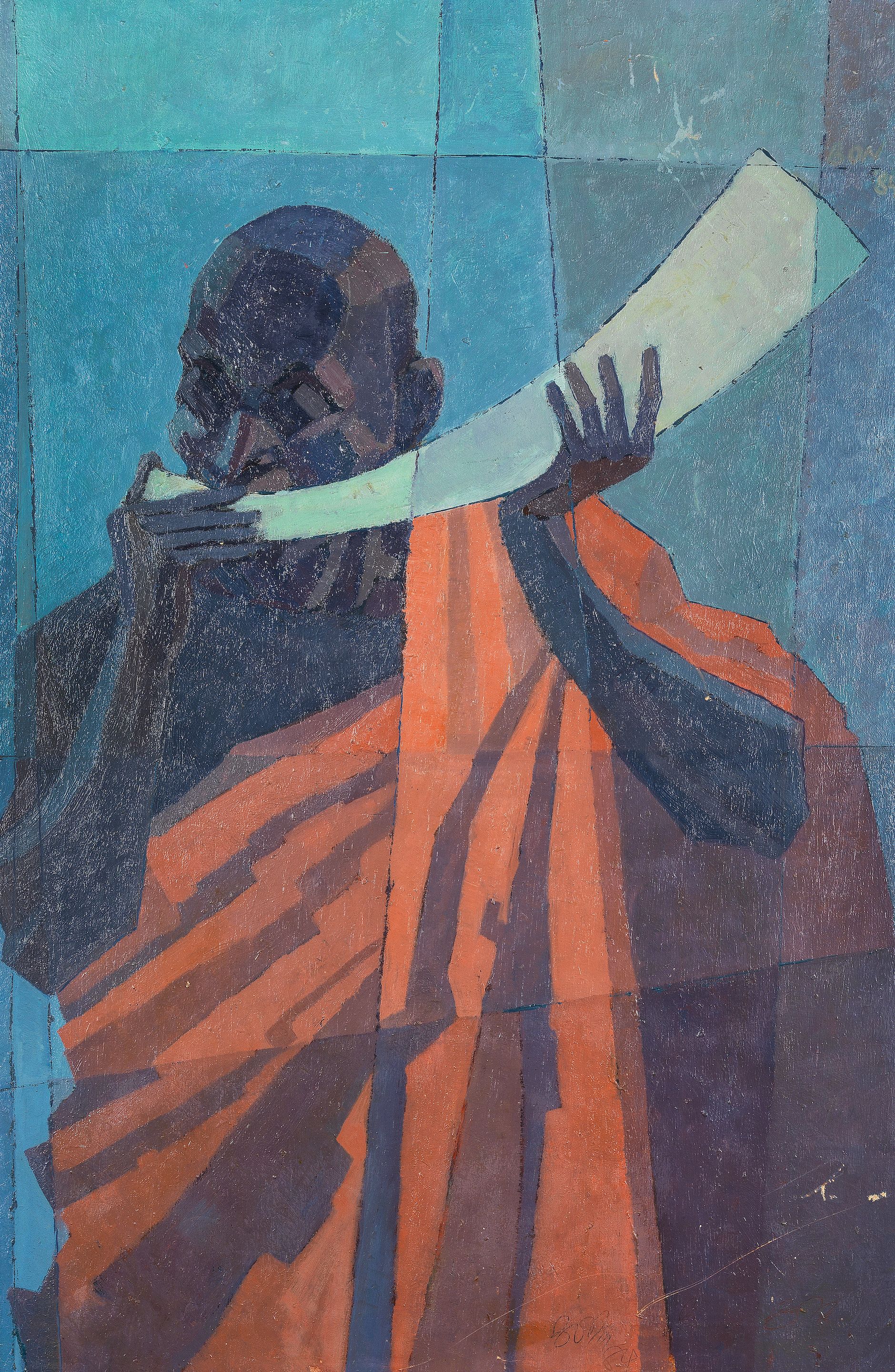 Bonhams : Benjamin Offei Nyarko (Ghanaian, born 1951) The Horn Blower ...