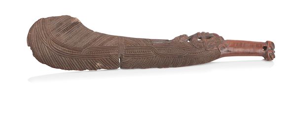 Bonhams : A MAORI CARVED WOOD PATU 19th century 40cm long, 9cm wide ...