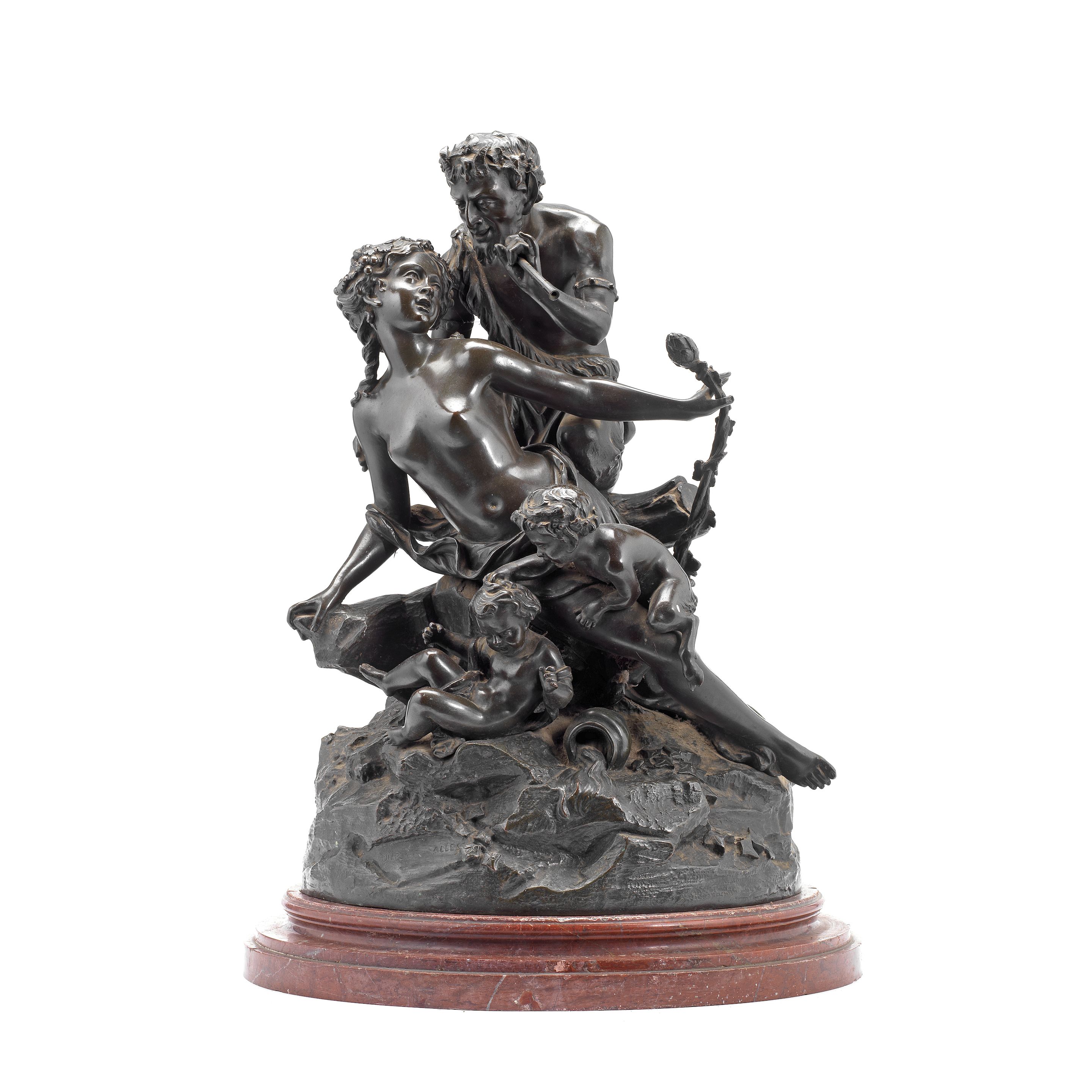 Bonhams : A late 19th century French patinated bronze figural group of ...