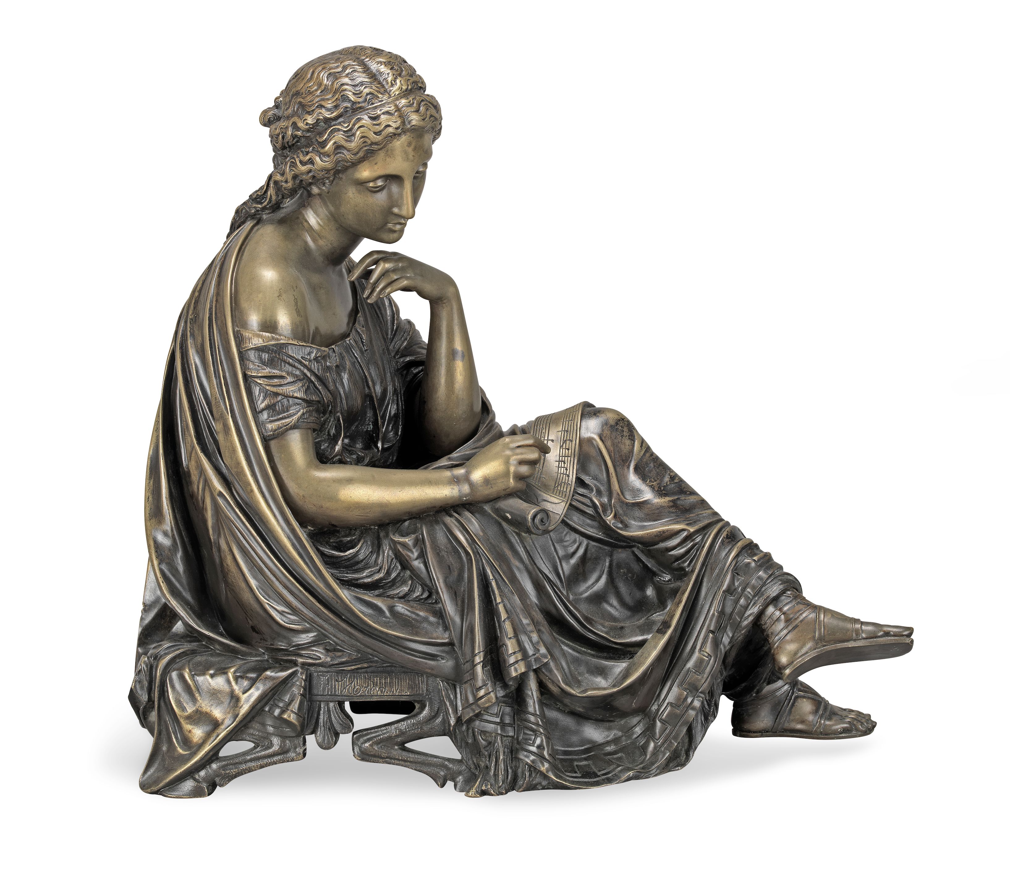 Bonhams : A late 19th century patinated bronze figure of a female muse ...