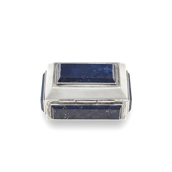 Bonhams : An unusual Victorian silver and lapis lazuli vesta / match ...