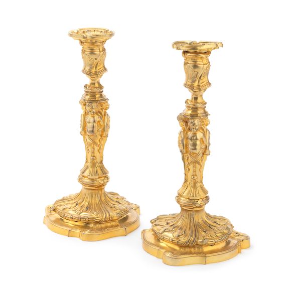 Bonhams : A pair of late 19th century French gilt bronze figural ...