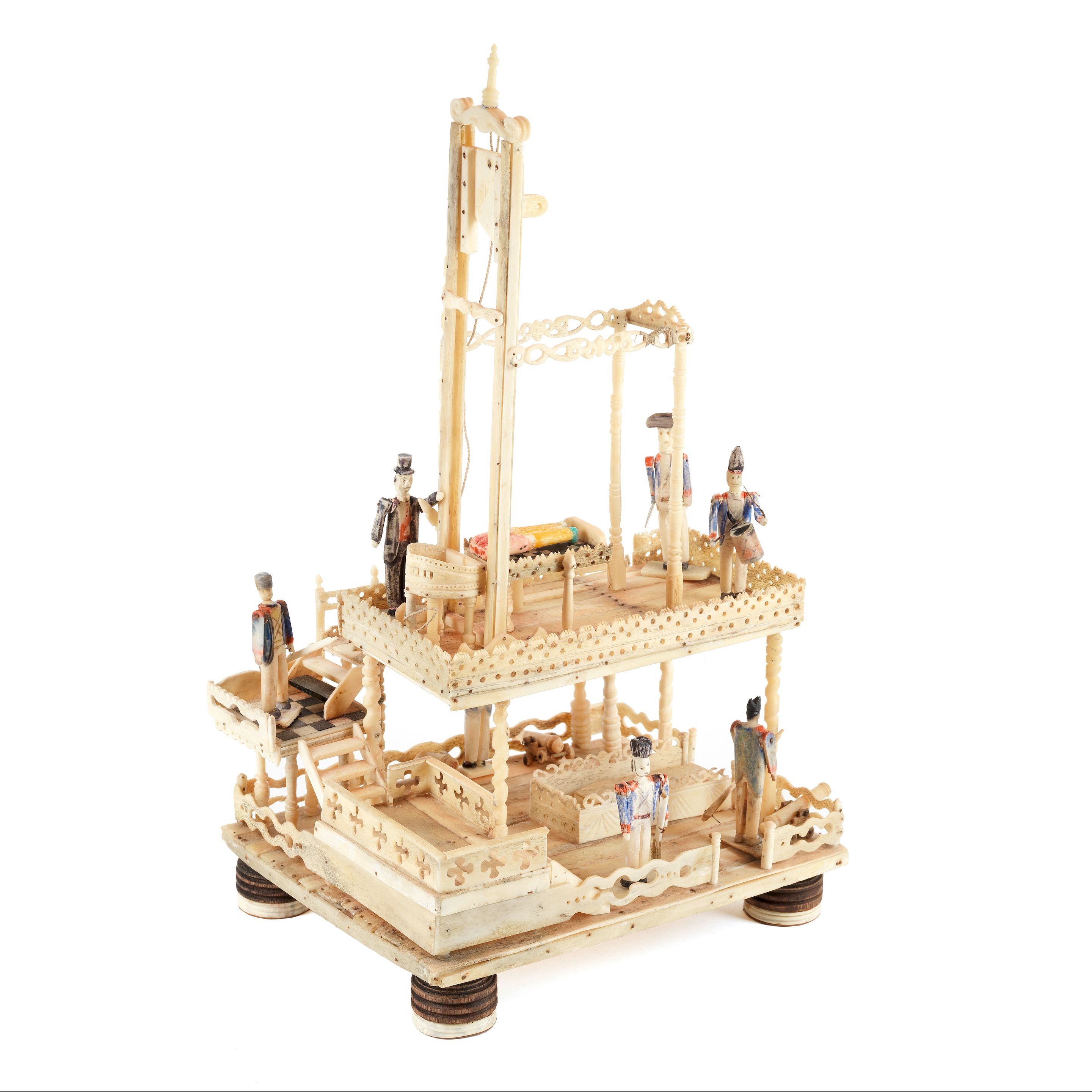 A rare Napoleonic prisoner-of-war working bone model of a guillotine ...
