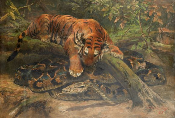 Bonhams : John Trivett Nettleship (British, 1841-1902) 'Perilous play'