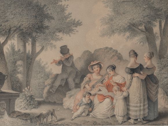 Bonhams : Pierre Alexandre Wille (French, 1748-1837) Elegant figures ...