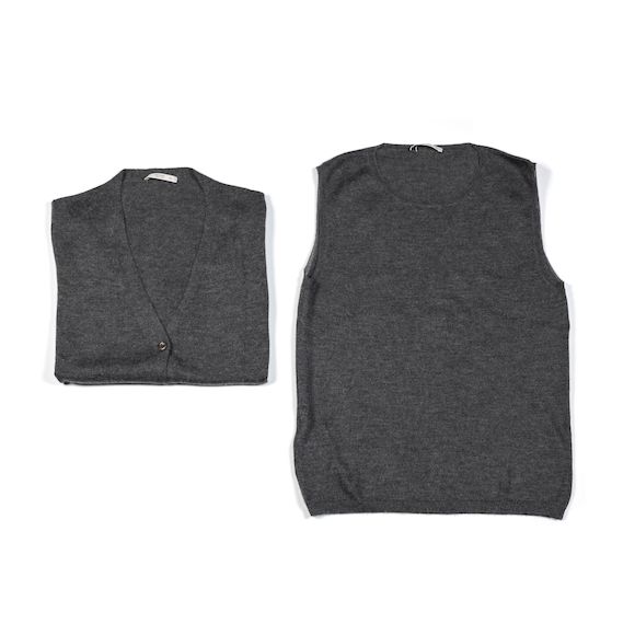 Bonhams : A GREY CASHMERE AND SILK MIX TWIN SET Prada