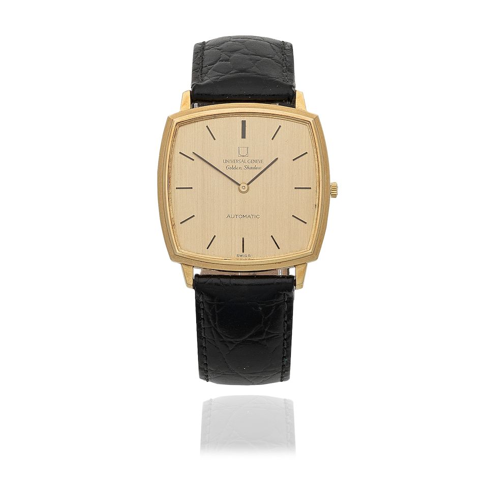 Universal Genève. An 18K gold automatic square wristwatch Golden | Barnebys