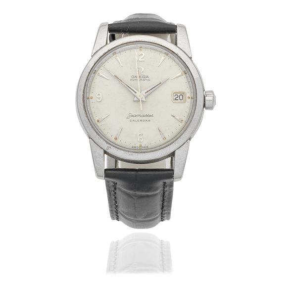Bonhams : Omega. A stainless steel automatic calendar wristwatch ...