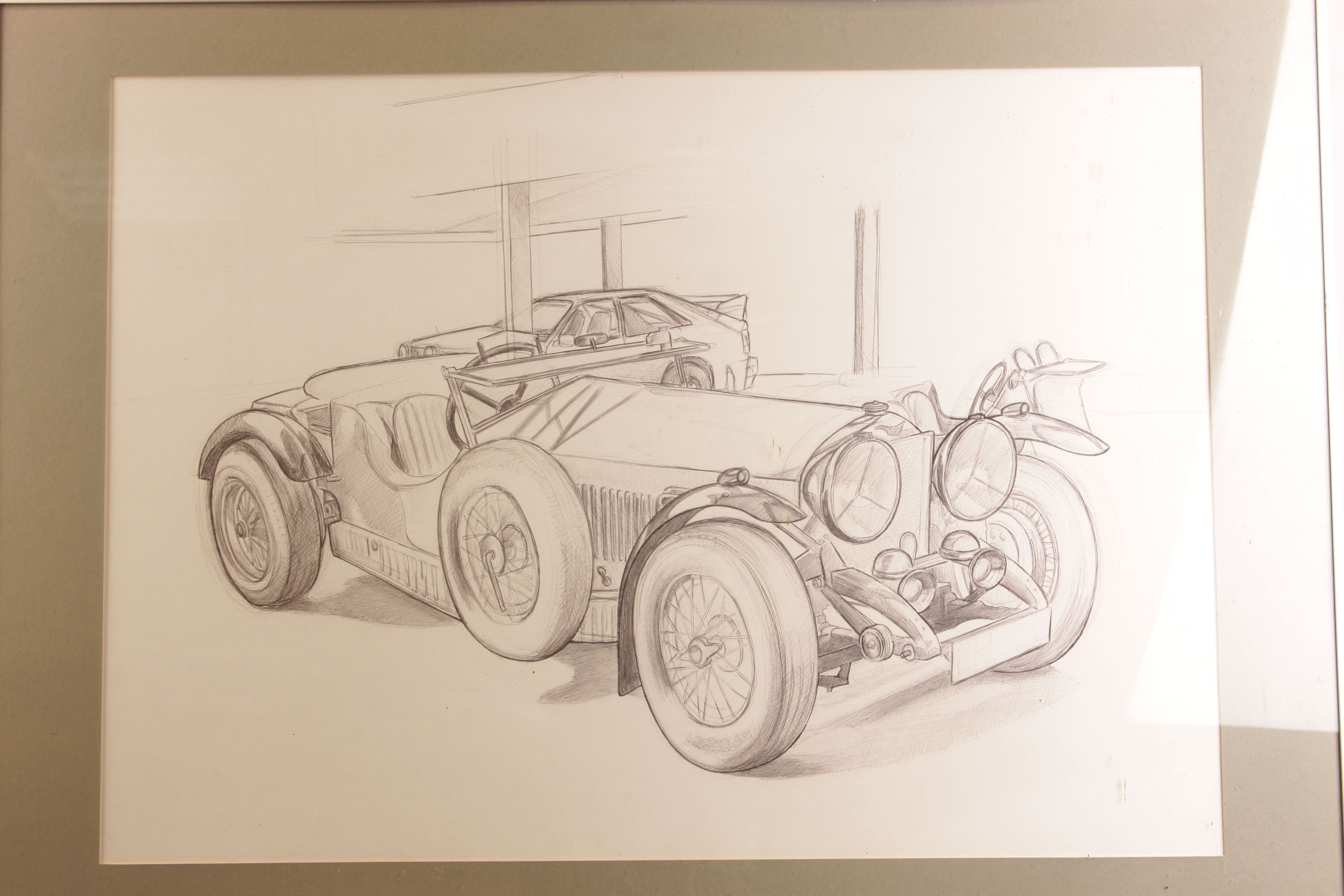 Bonhams Cars : Five large pencil drawings of cars, ((5))