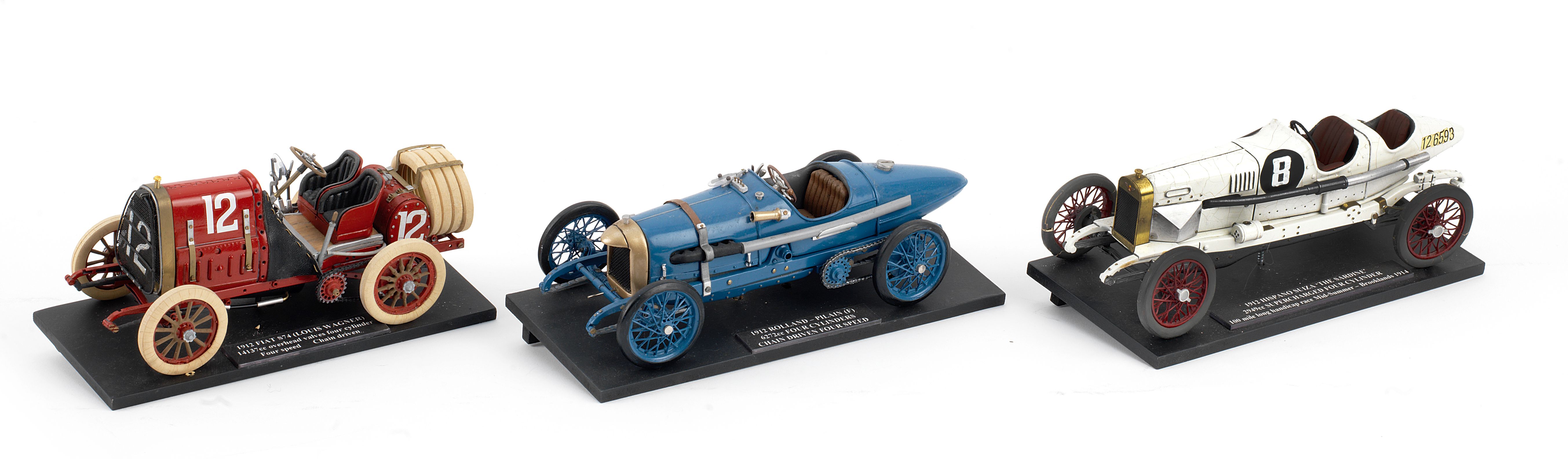 Bonhams Cars : Three small scale models of 1912 race cars, ((3))