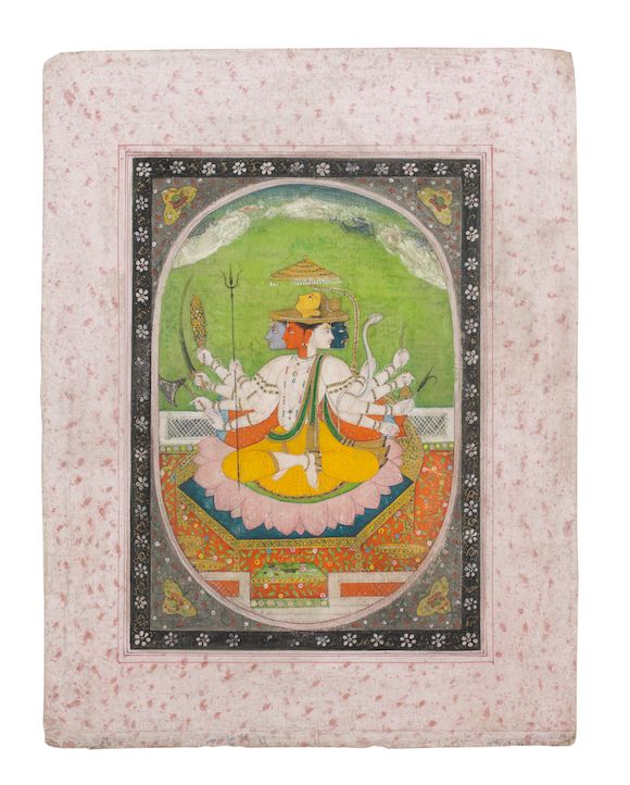 Bonhams : Siva Panchanana, the five-faced god, enthroned Pahari ...